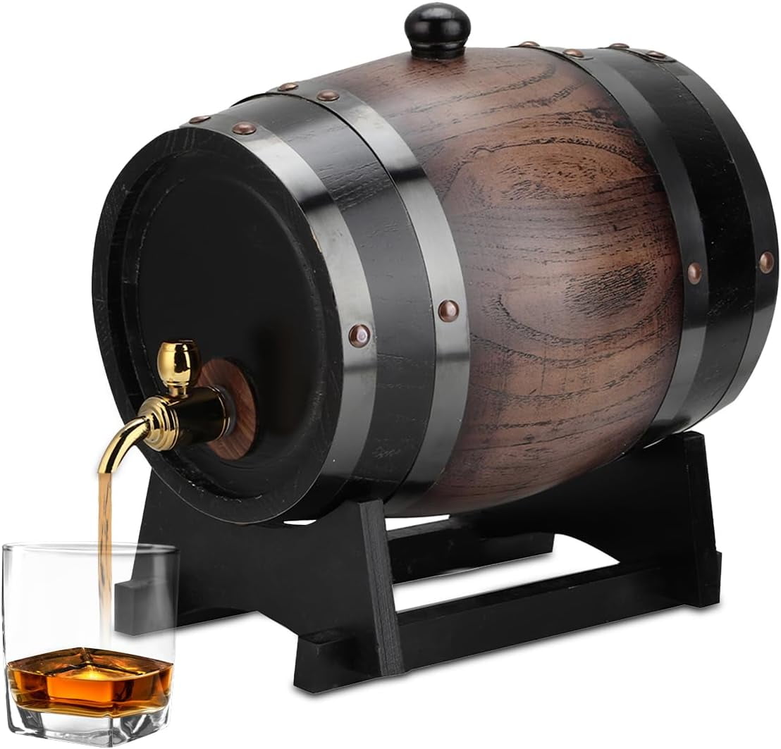 Oak Wood Wine Barrel 3L Vintage Striped Aging Whiskey Barrel Dispenser ...