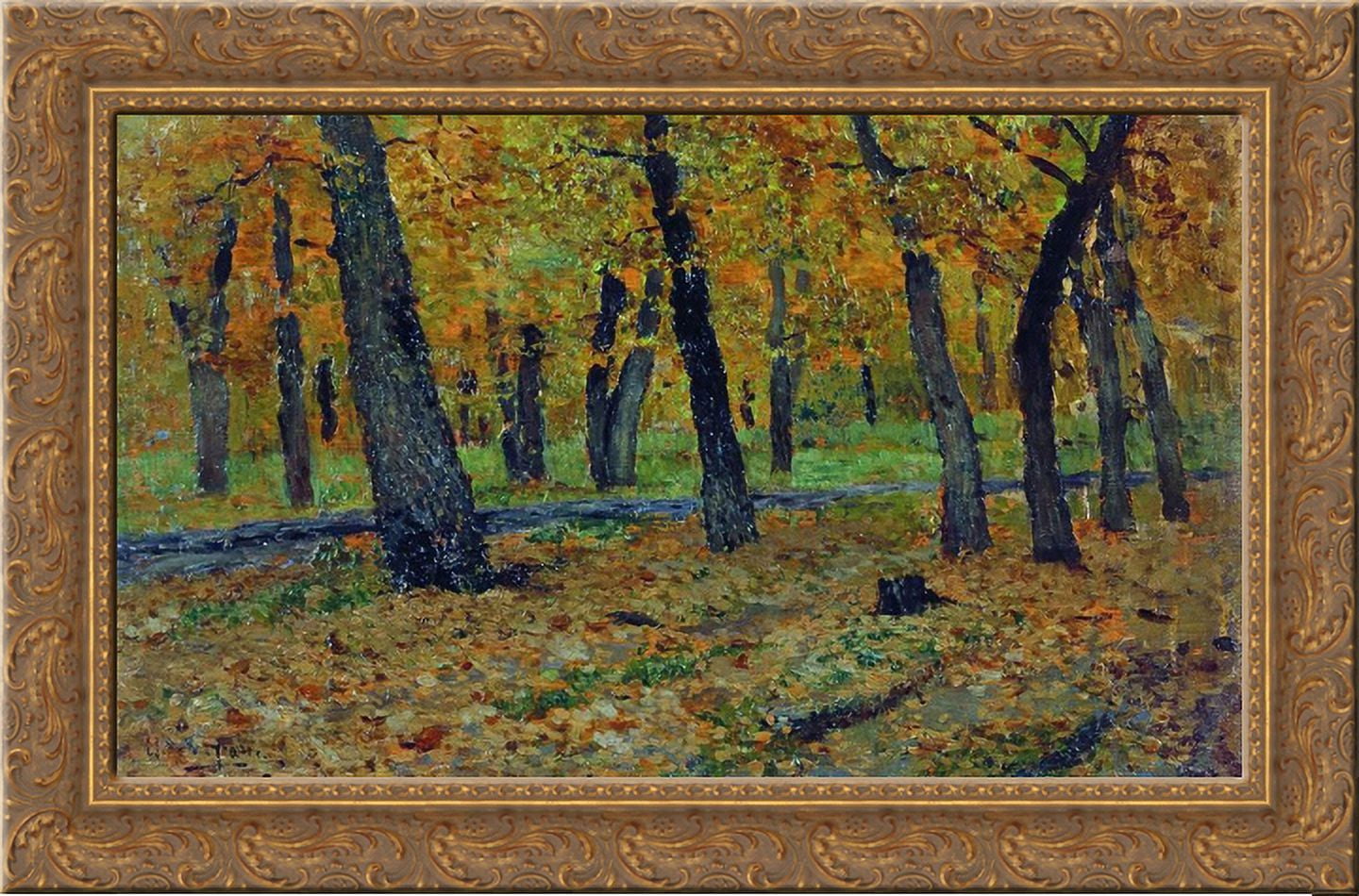 Oak grove. Autumn. 24x18 Gold Ornate Wood Framed Canvas Art by Isaac ...