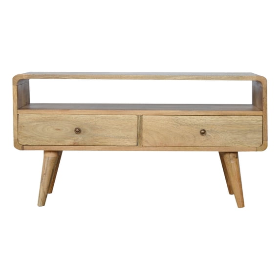 Oak - ish Finish Solid Mango - Two Drawers Storage - Home Entertainment ...