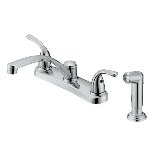 OakBrook Two Handle Kitchen Faucet with Deck Mount Side Sprayer, 4 Hole ...