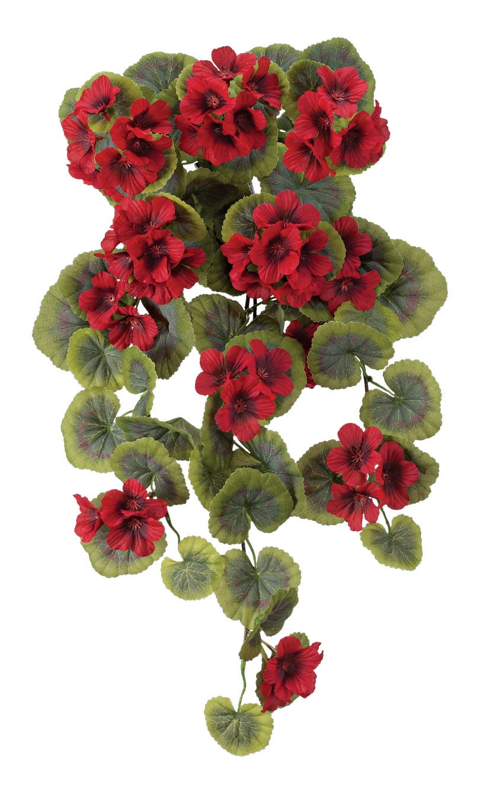 OakRidge Artificial Geranium Hanging Stem – Red, 23 ½” Long – Faux ...