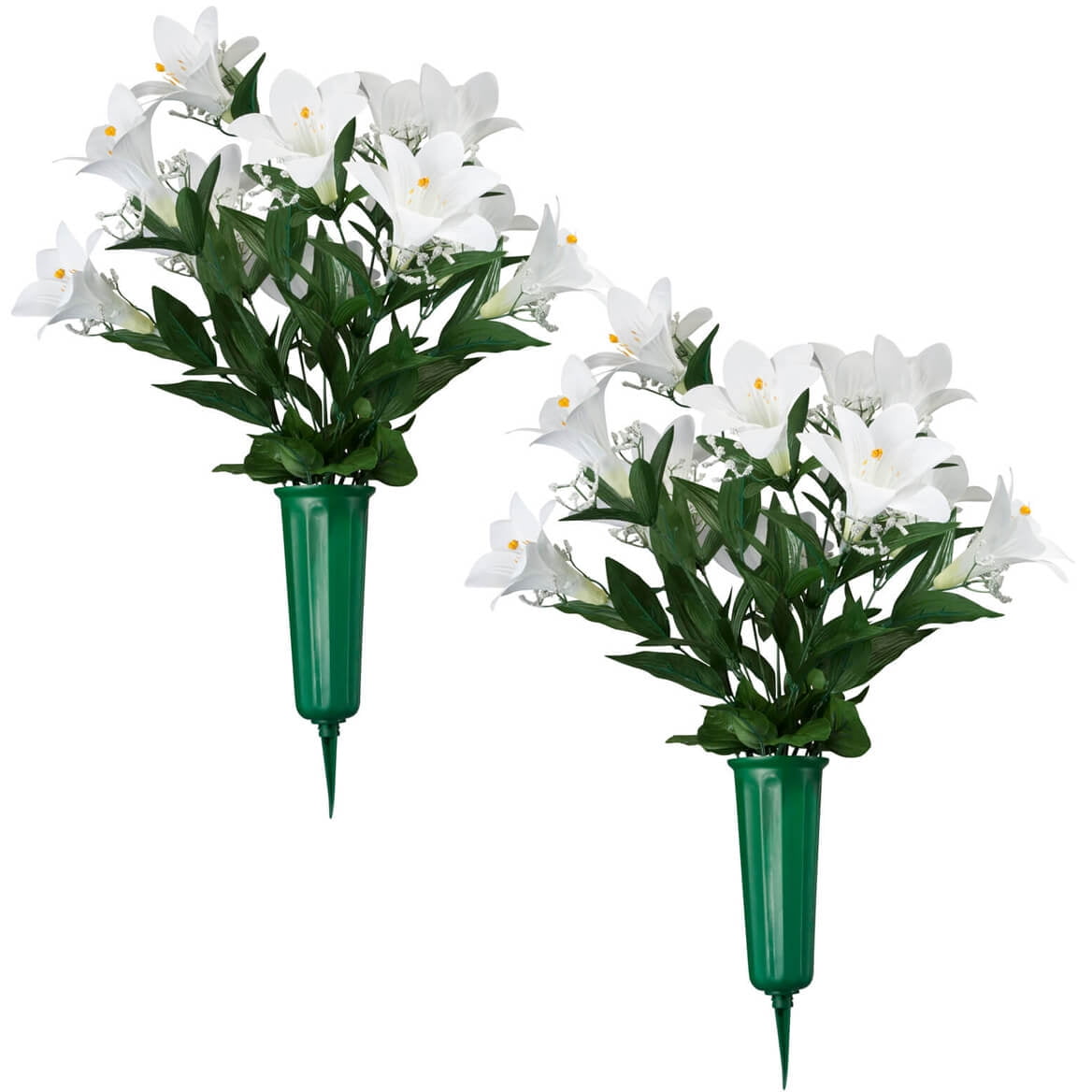 OakRidge 2-Pack Artificial Easter Lily Memorial Bouquets, 23” High ...