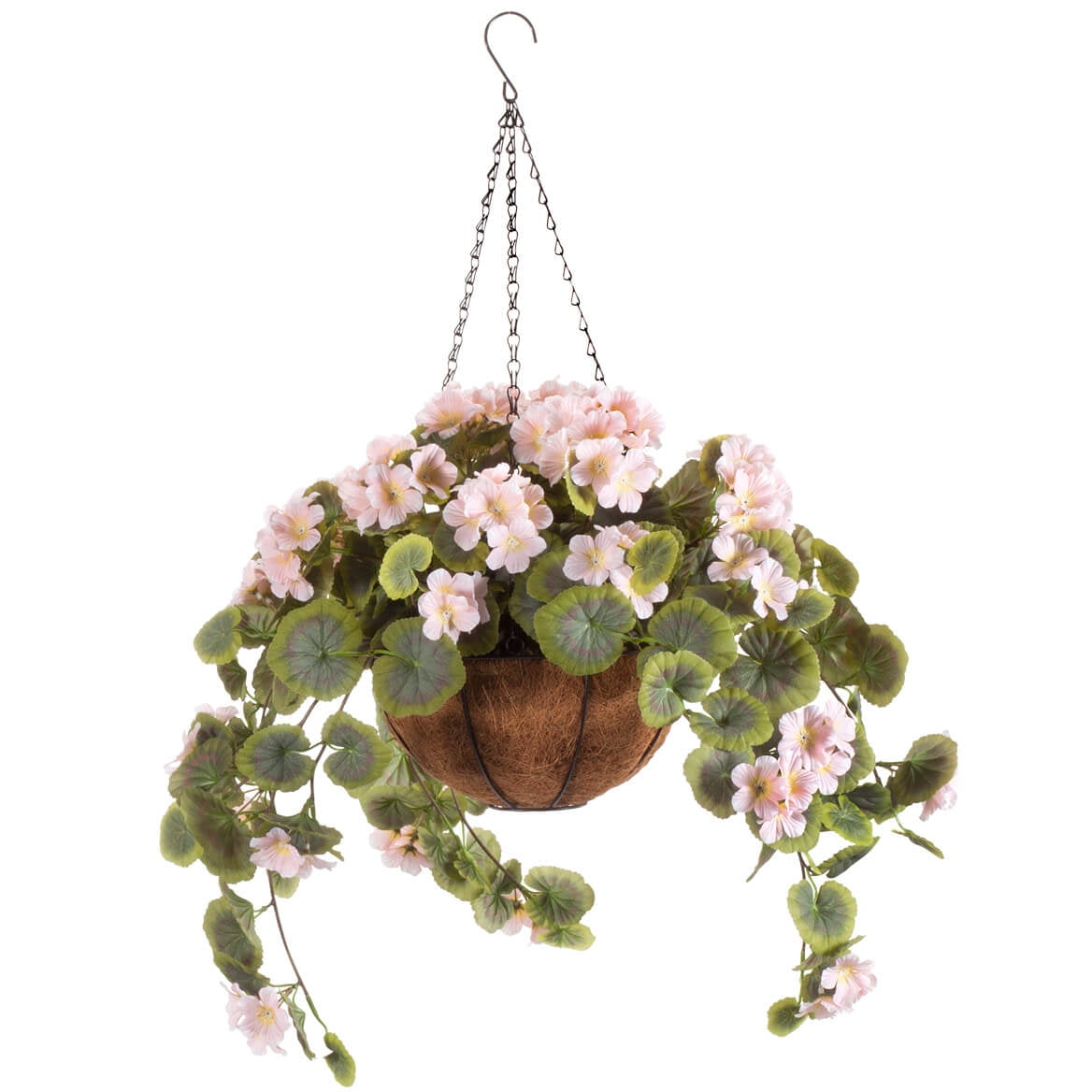 OakRidge Faux Geranium Hanging Basket, 10” Diameter, 18” Chain – Pink ...
