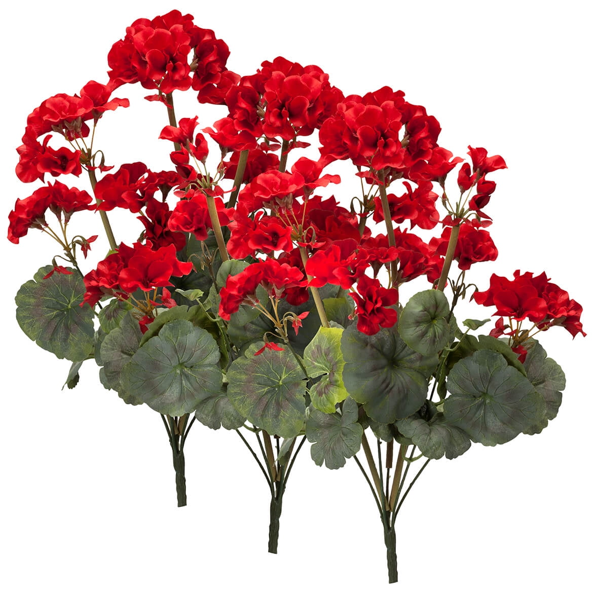 OakRidge Set of 3 Faux Floral Silk Geranium Bush - 19” Long, Versatile ...