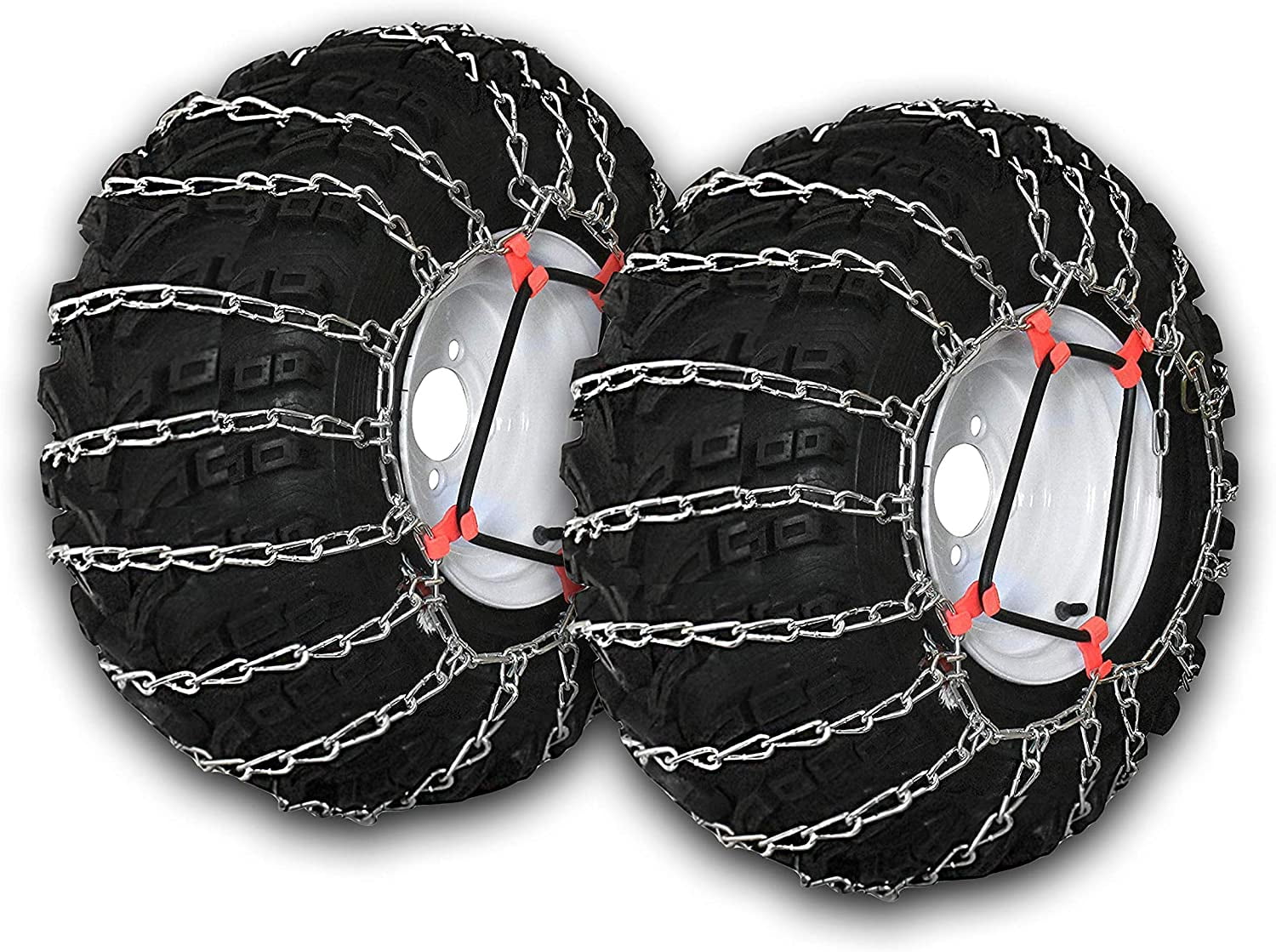 OakTen Set of 2 Tire Chains with Tensioners for Lawn Garden Tractors ...