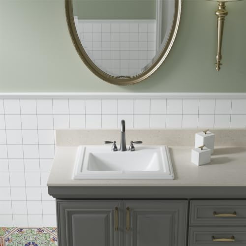 Oaker 6594-43 Rectangular 22" Drop in Bathroom Sink with Overflow ...