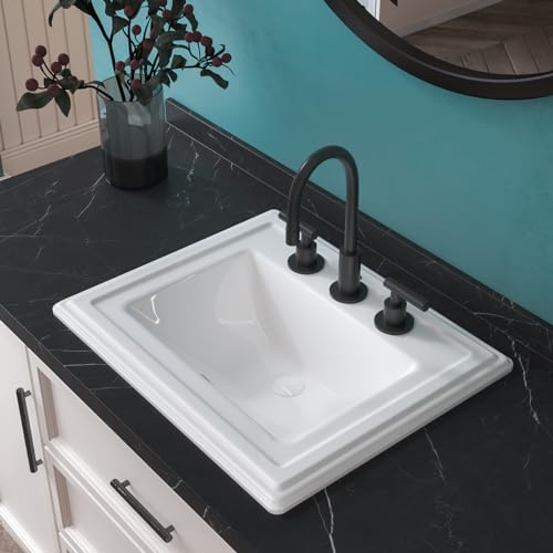 Oaker 6594-83 Rectangular 22" Drop in Bathroom Sink with Overflow ...