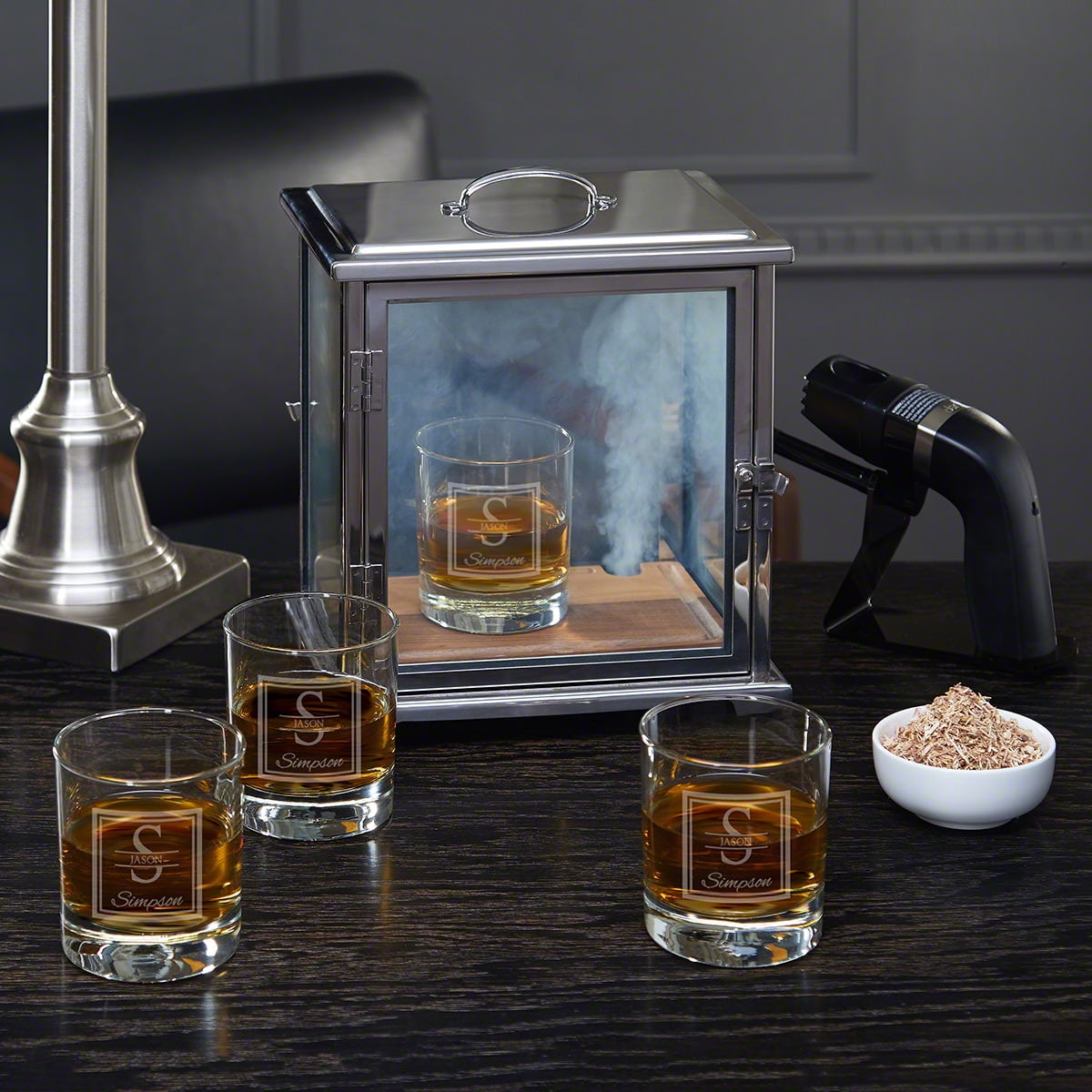 Oakhill Smoke Box Kit with Custom Whiskey Glasses - Walmart.com