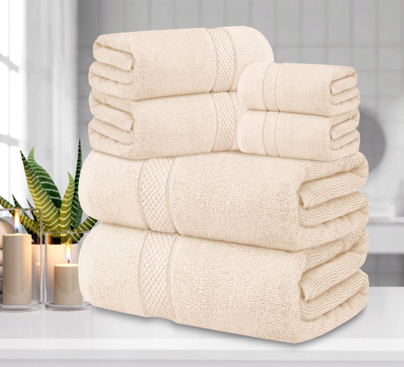 Oakias 6 Piece Sea Salt Towel Set – 2 Bath Towels, 2 Hand Towels, & 2 ...