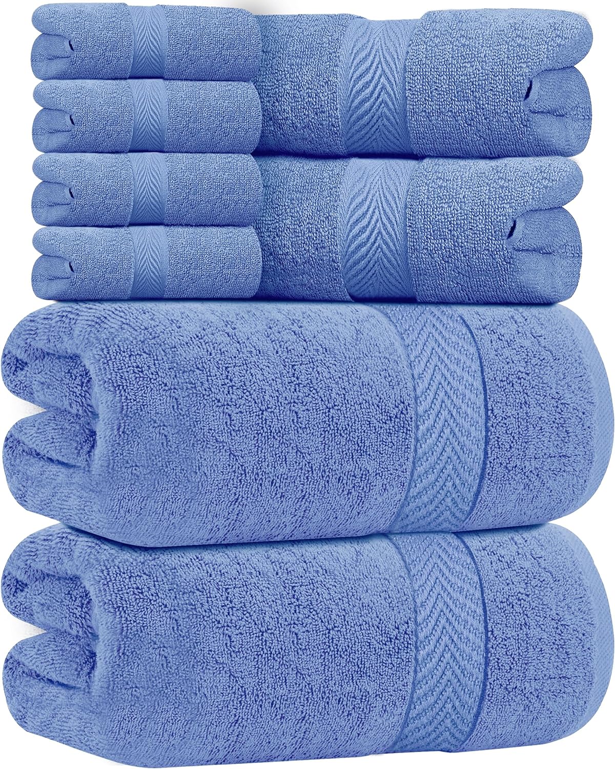 All Design Blue Bath Towels Set Quick-Dry, Soft, High Absorbent 100% ...