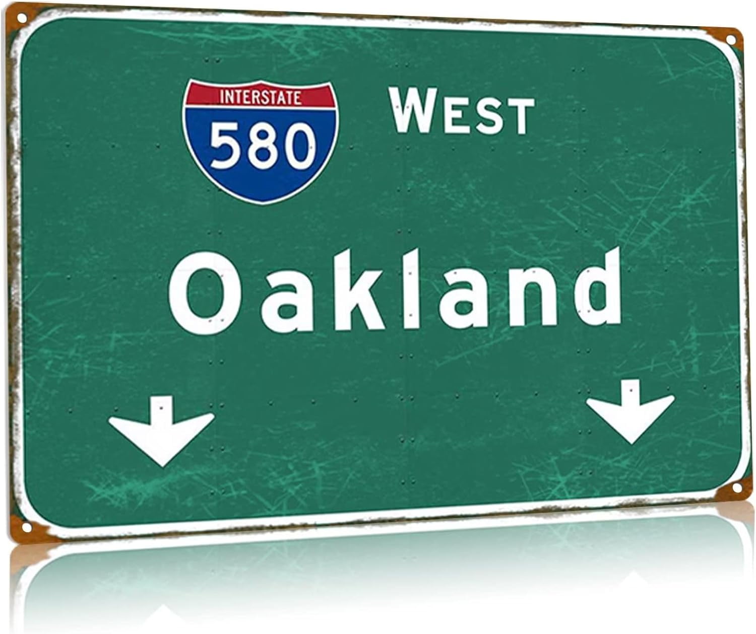 Oaklan Vintage Metal Tin Sign West Highway Directional Sign City ...