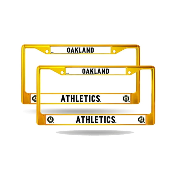 Oakland Baseball Athletics A's Gold Painted Chrome Metal (2) License ...