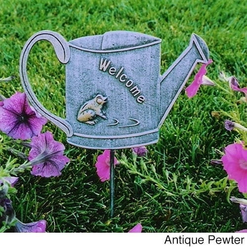 Oakland Living Corporation Premium Garden Marker Welcome Frog Pewter ...
