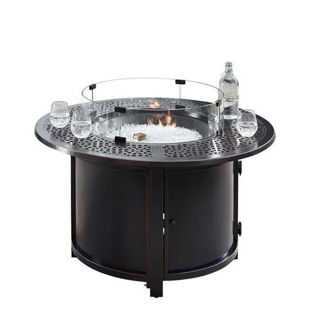 Oakland Living 44in Round Propane Fire Pit Table, Patio Furniture ...