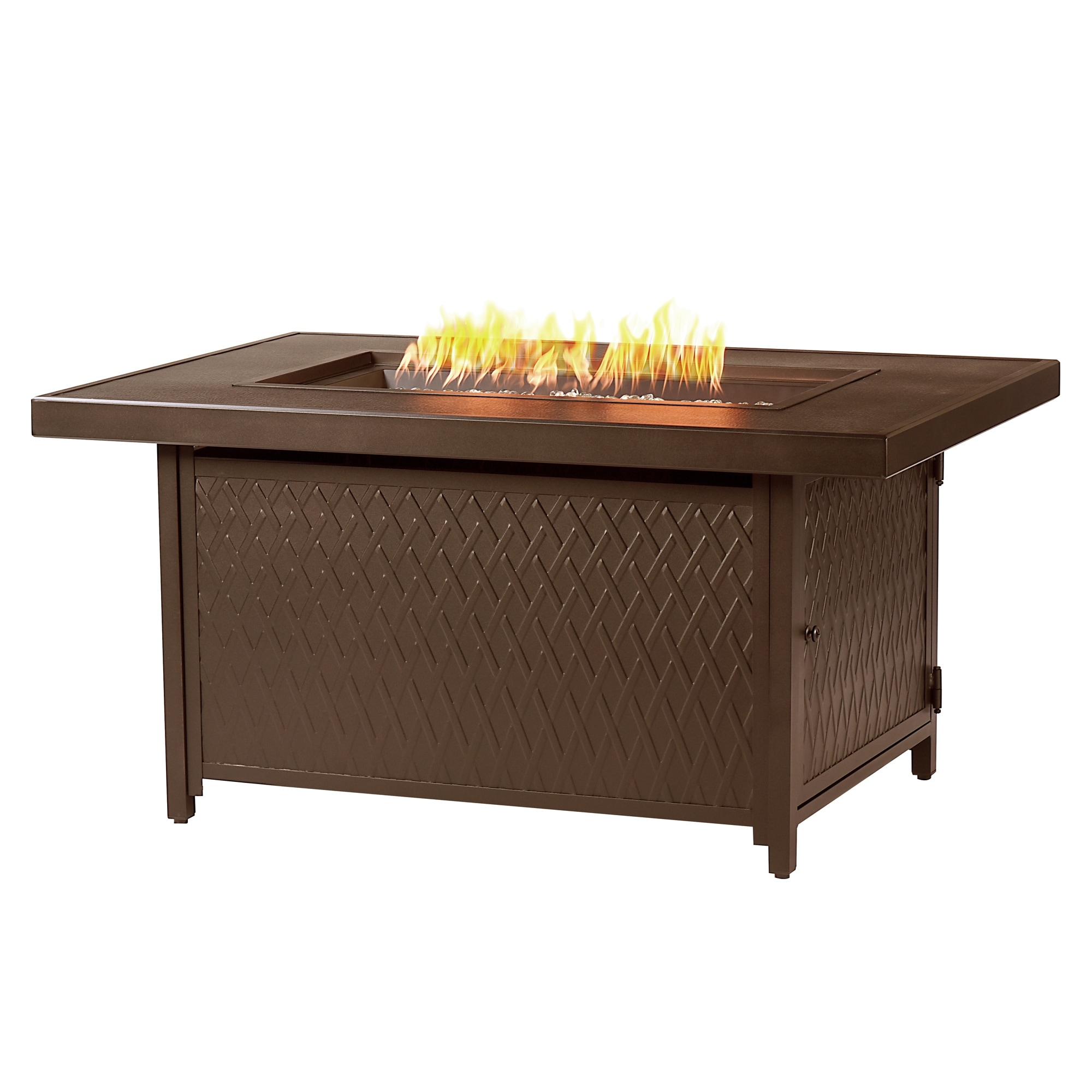 Oakland Living Rectangular 48 in. x 36 in. Aluminum Propane Fire Pit Table, Glass Beads, Two ...