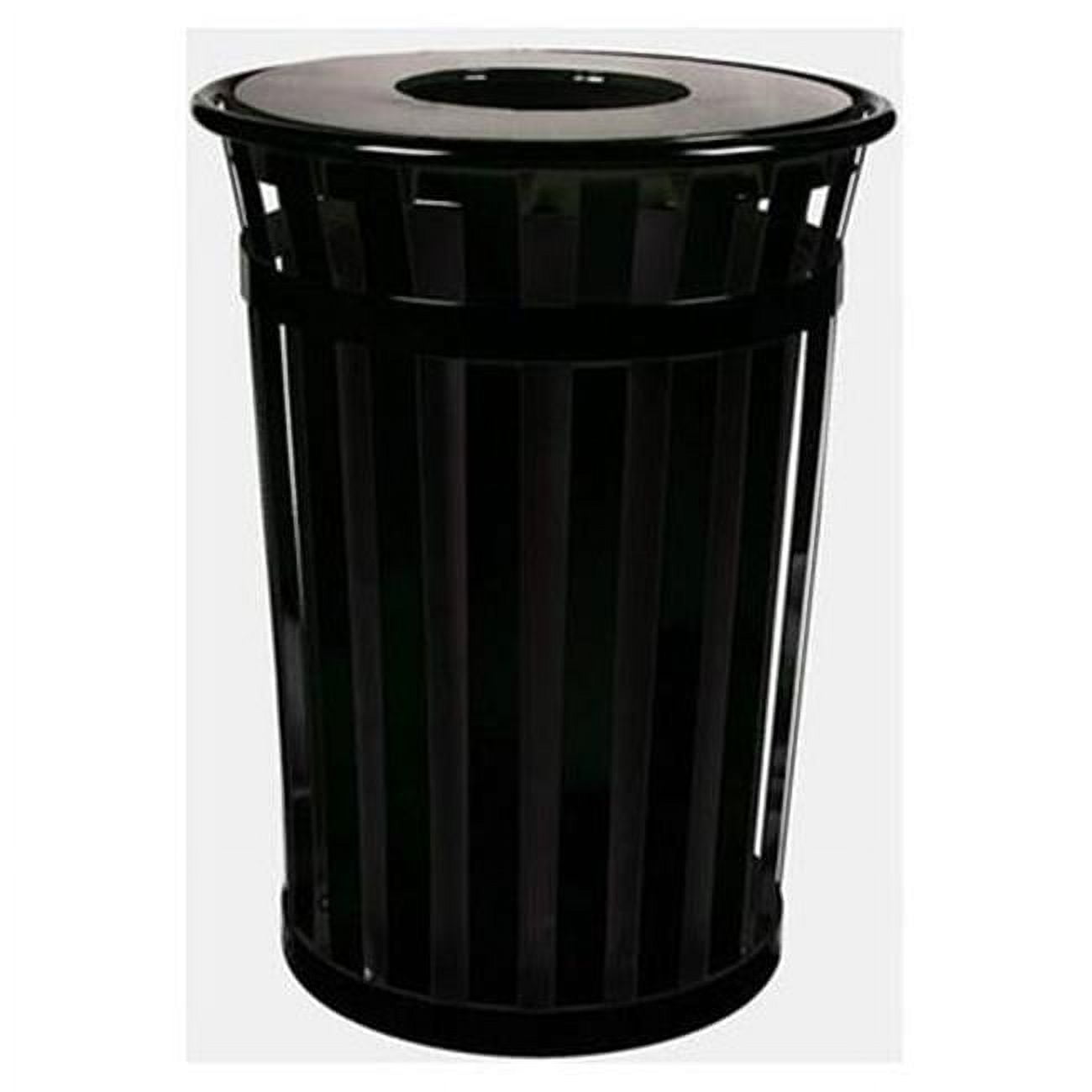 Oakley Slatted Metal Waste Receptacle With Flat Top - Silvadillo - 50 ...