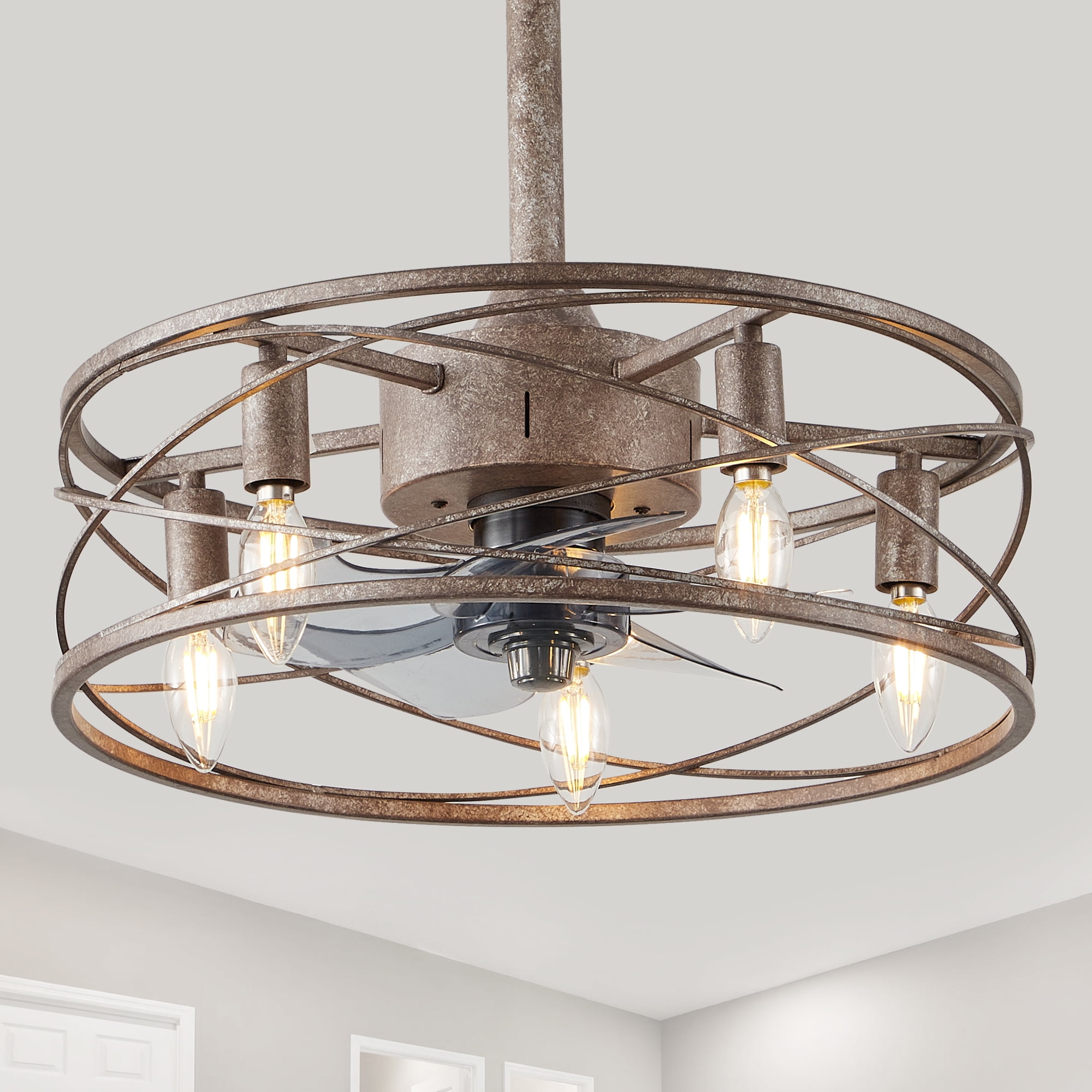Oaks Aura 18" Reversible Ceiling Fan with Lights Remote 6-Speed ...