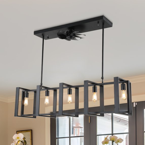 Oaks Aura 42" 5-Light Farmhouse Linear Hanging Ceiling Fan Remote 6 ...