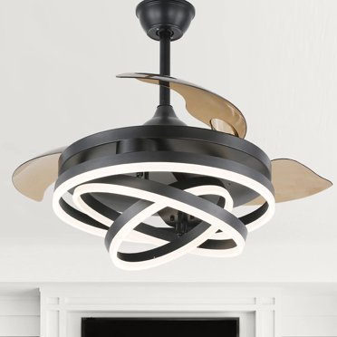Oaks Aura 42'' Retractable LED Ceiling Fan Light, 3-Color Dimmable, 6 ...