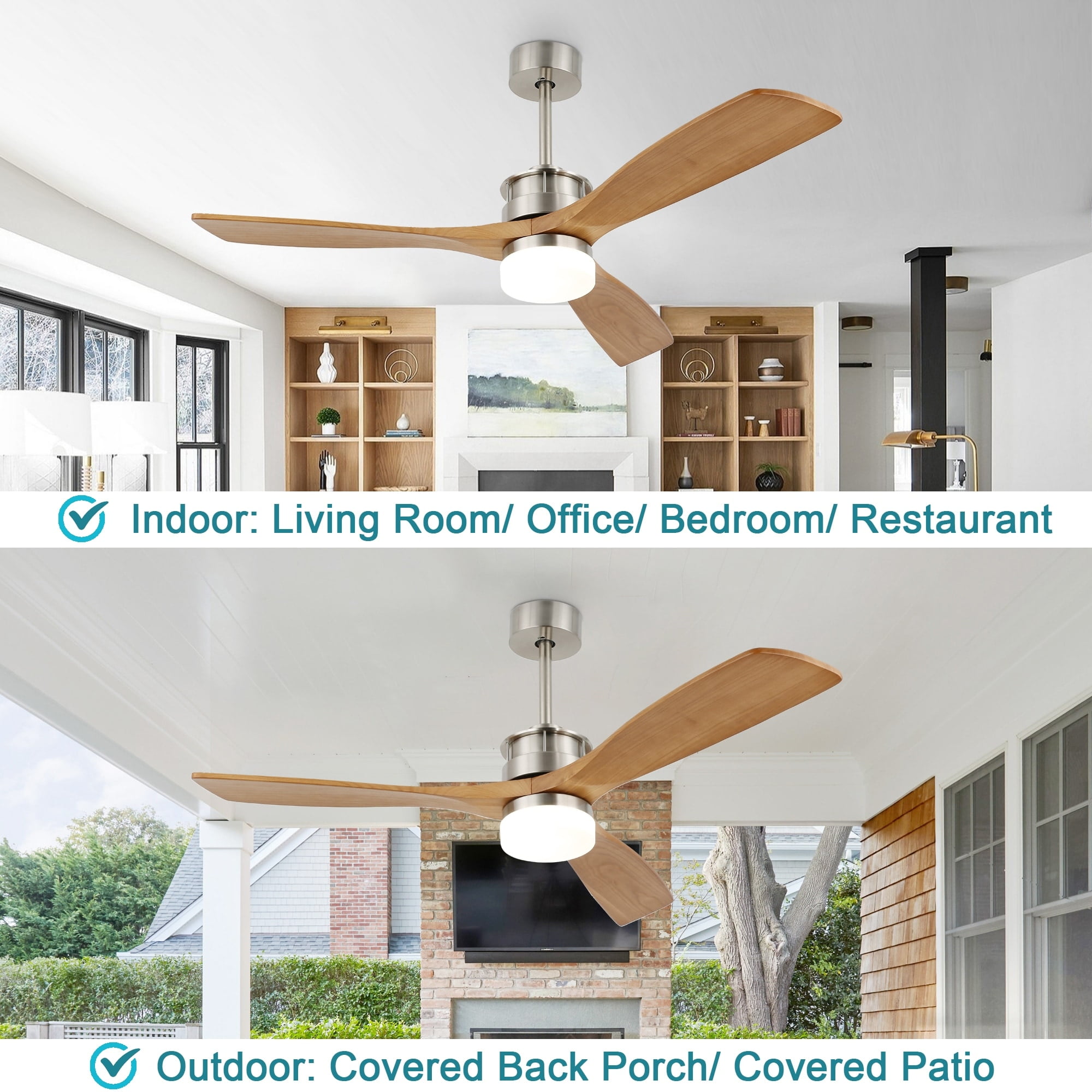 Oaks Aura Gamay 52 in. LED Indoor Solid Wood Reversible Scandi-Japanese ...