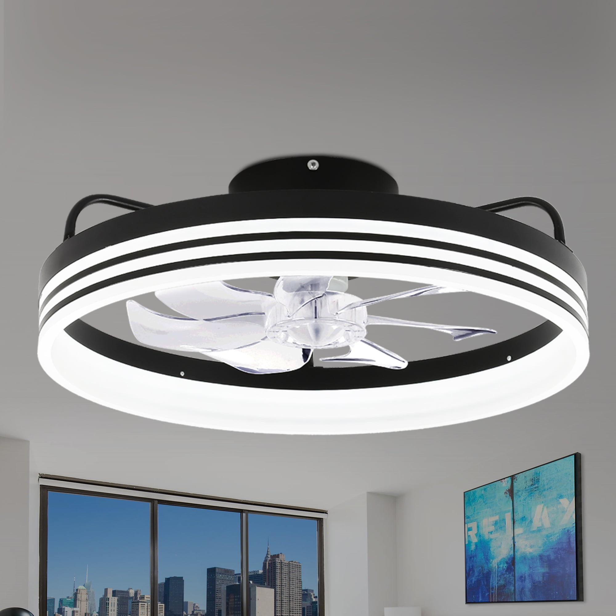 Oaks Aura Bladeless Smart App Control 6-Speed 3-Color Ceiling Fan Low ...
