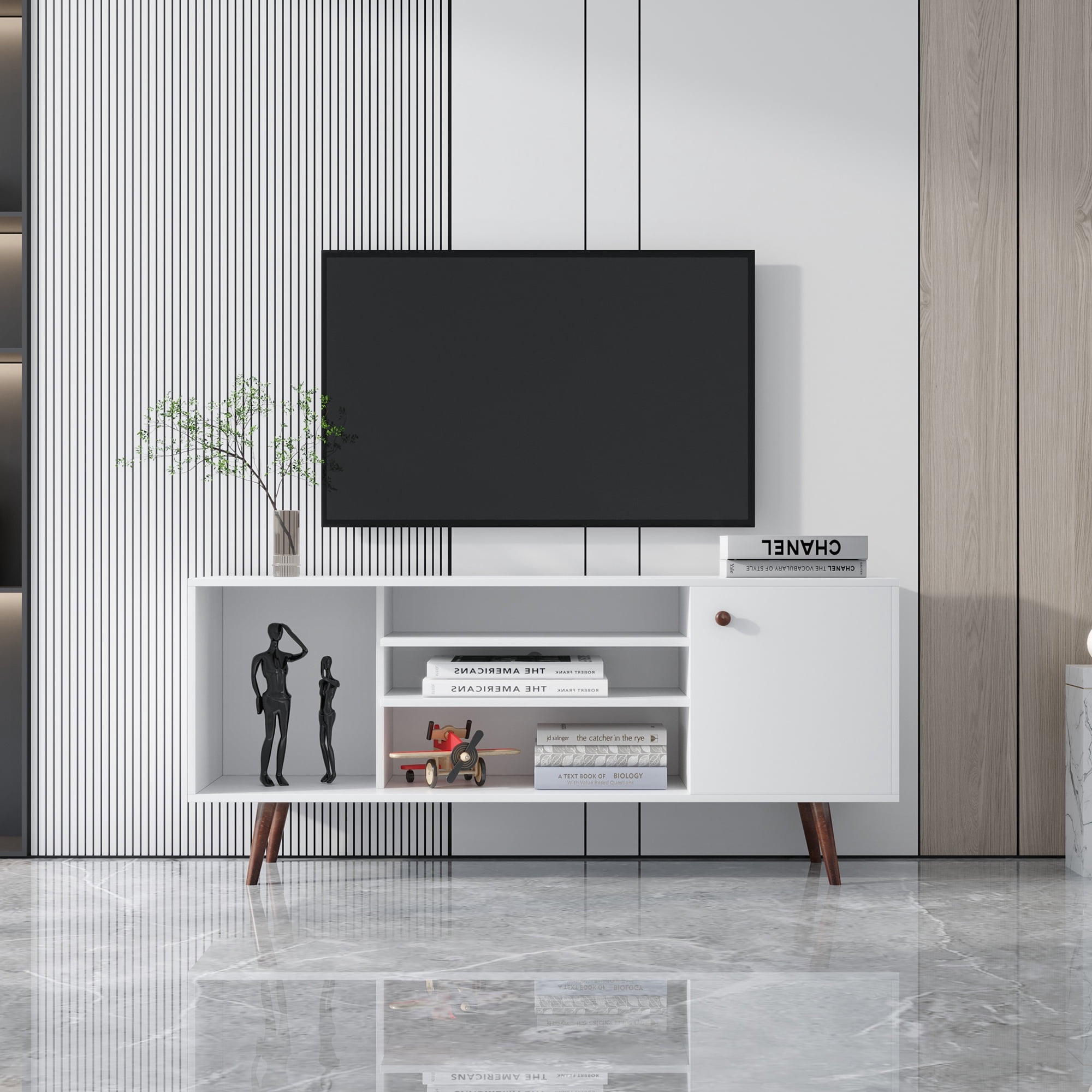 Oaks Aura TV Stand Use in Living Room Furniture with 1 storage and 2 ...