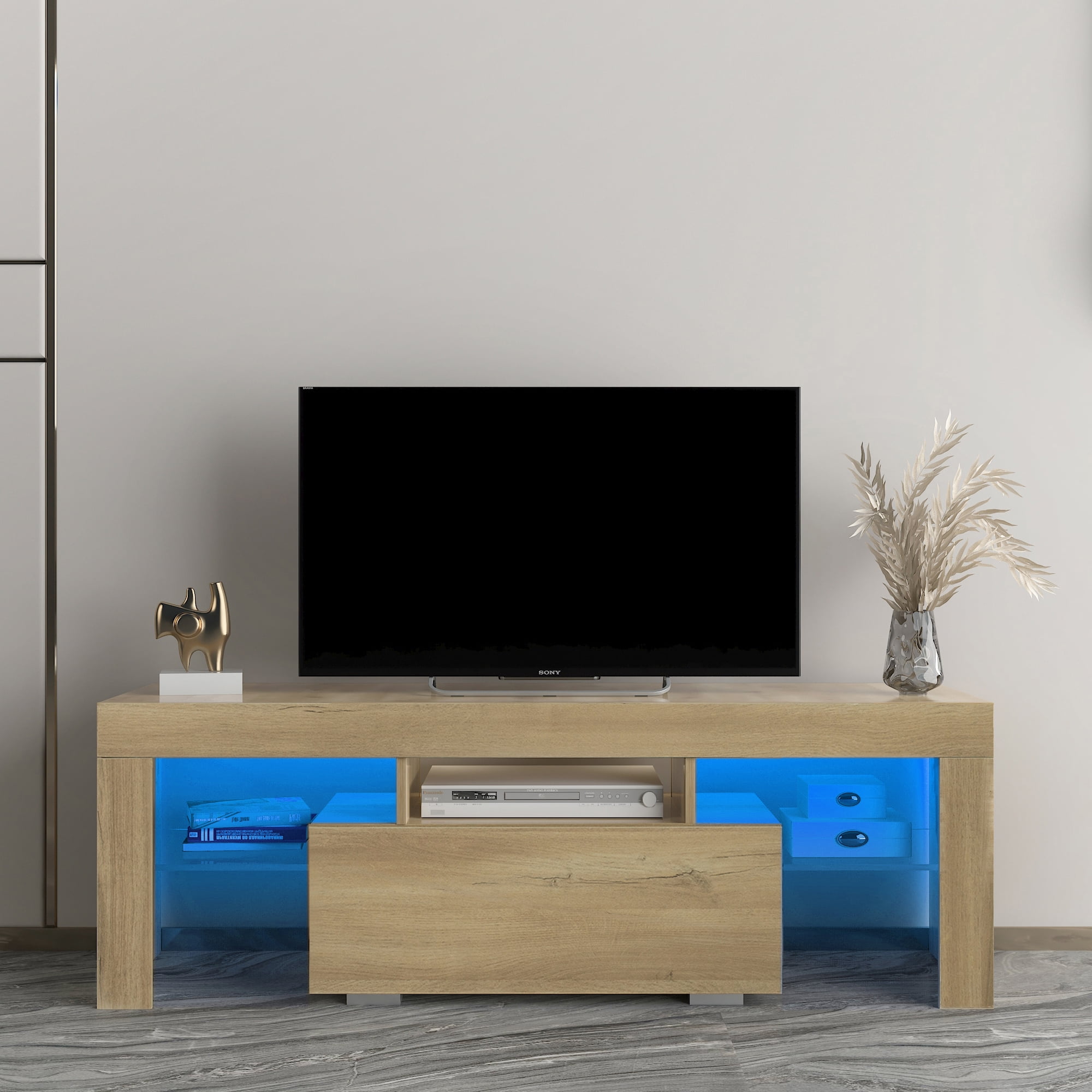 Oaks Aura TV Stand with LED RGB Lights, Flat Screen TV Cabinet, Gaming ...