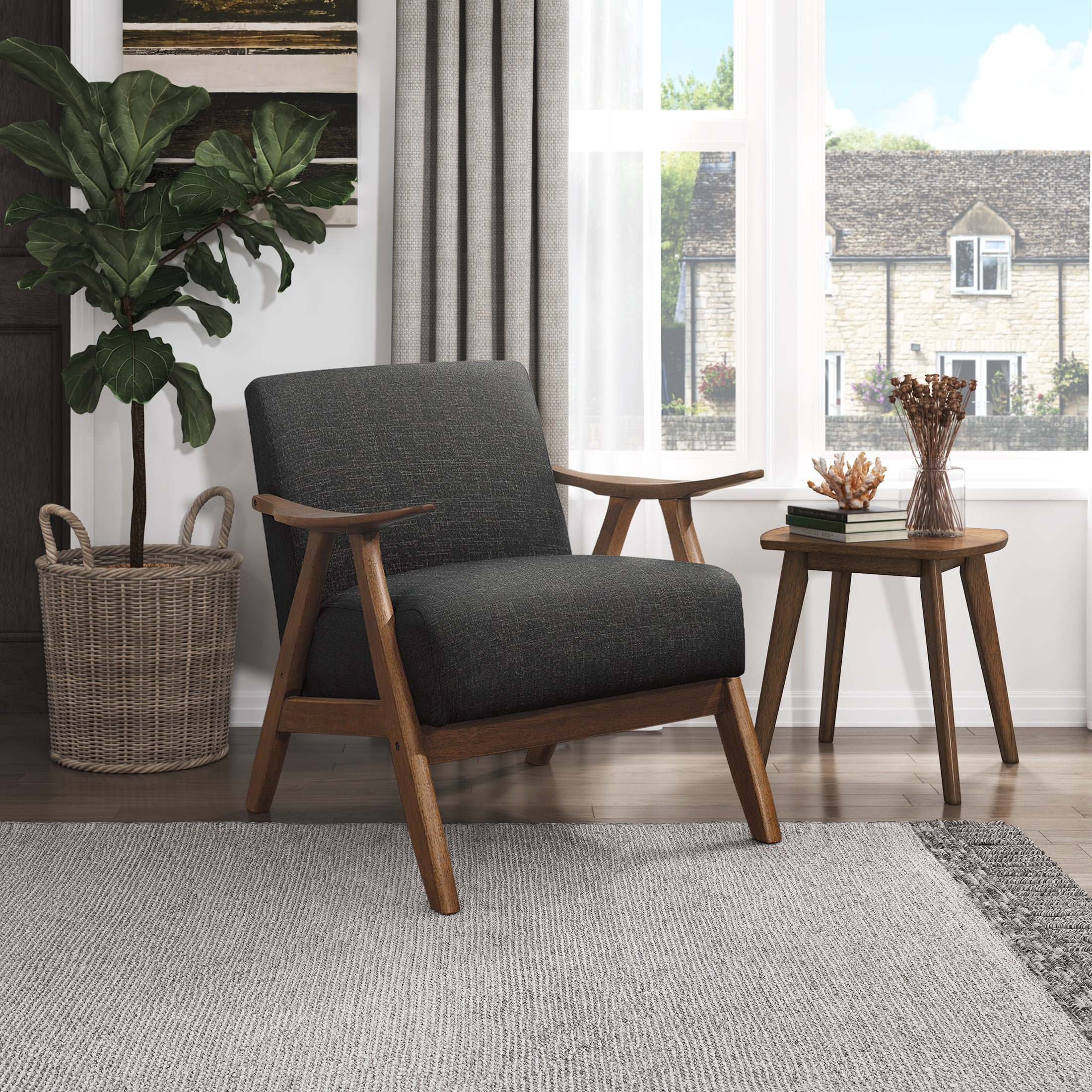 Free Shipping! OakvillePark Ecola Modern Accent Chair, Dark Gray Fabric ...
