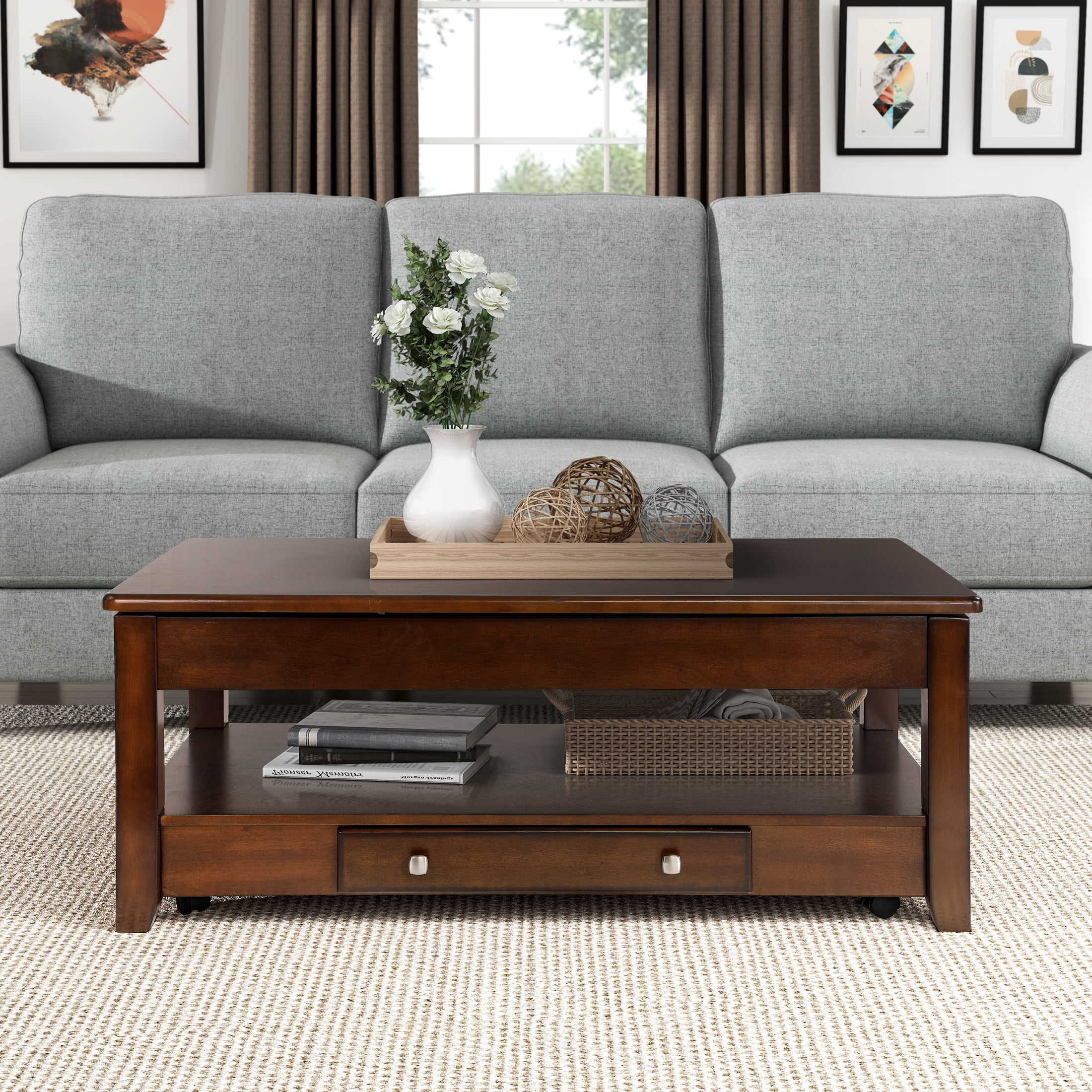 OakvillePark Herron Lift Top Coffee Table Dark Cherry