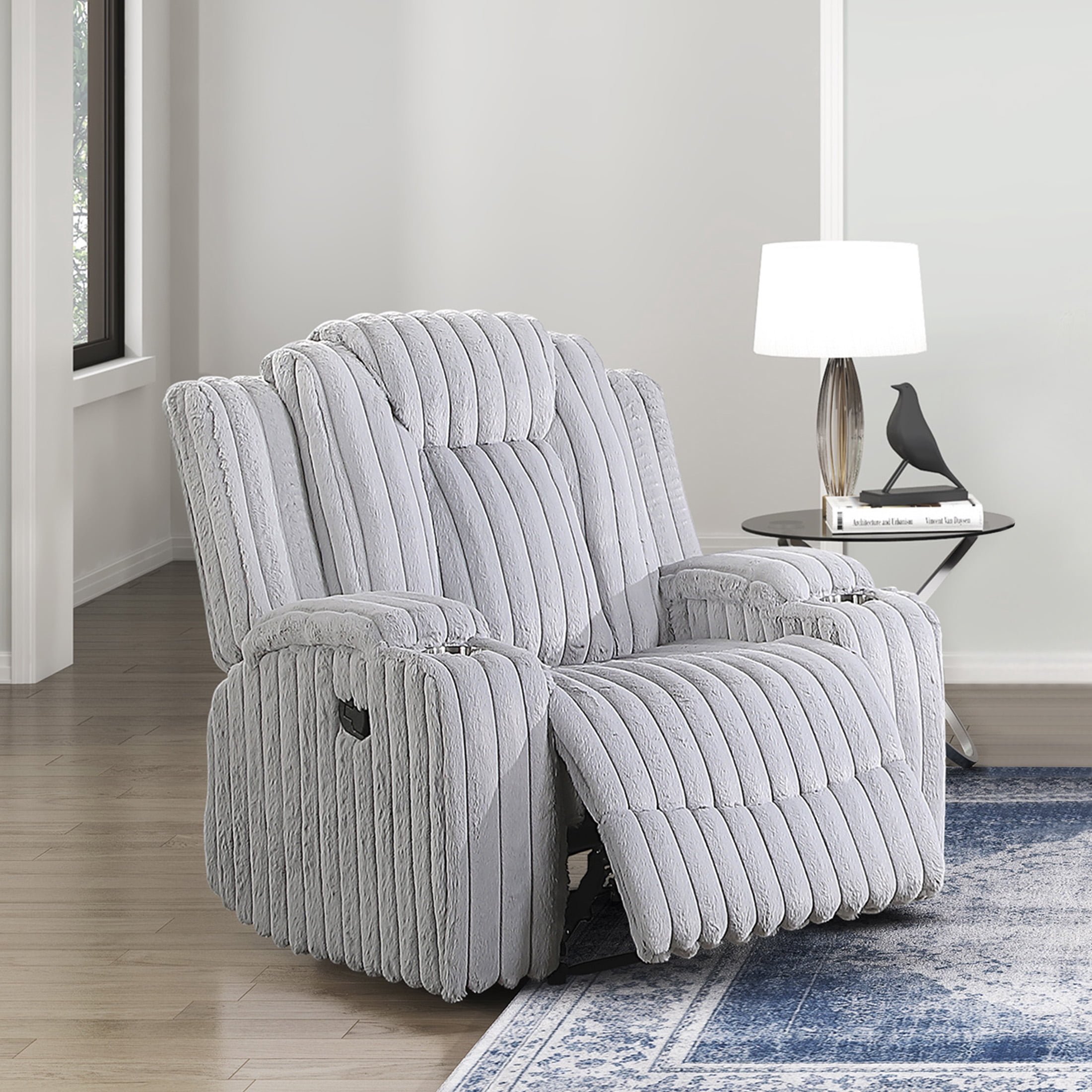 OakvillePark Lumora Corduroy Manual Reclining Chair with Cup Holders ...