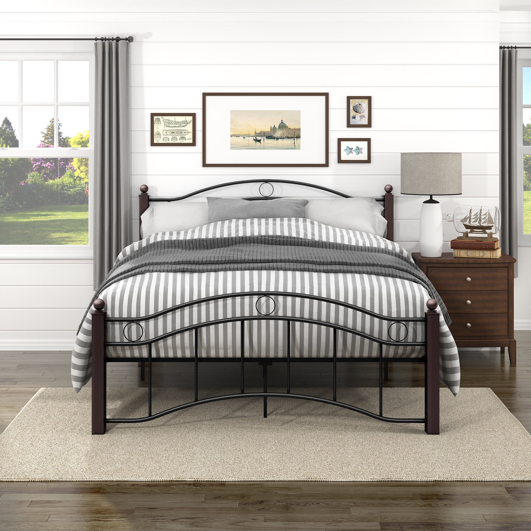 OakvillePark Miter Open-Frame Metal Platform Bed, Full, Black - Walmart.com