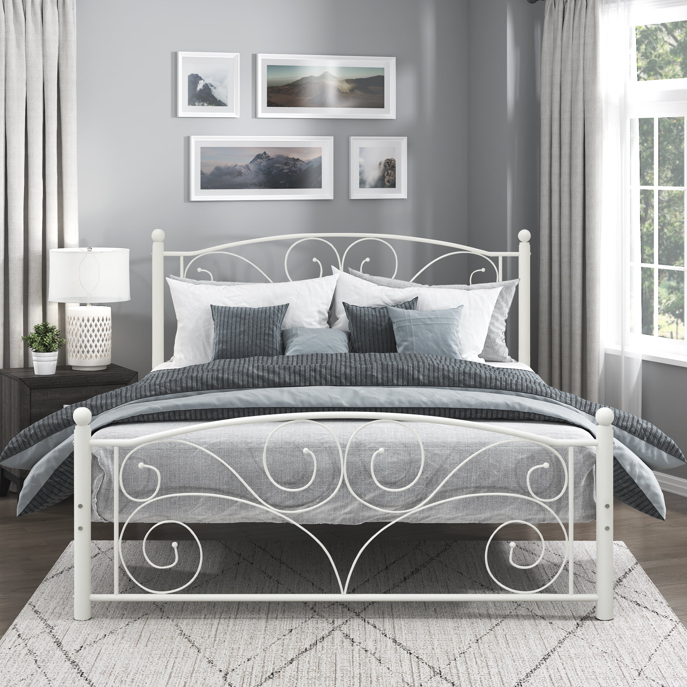 OakvillePark Miter Open-Frame Metal Platform Bed, Full, White - Walmart.com