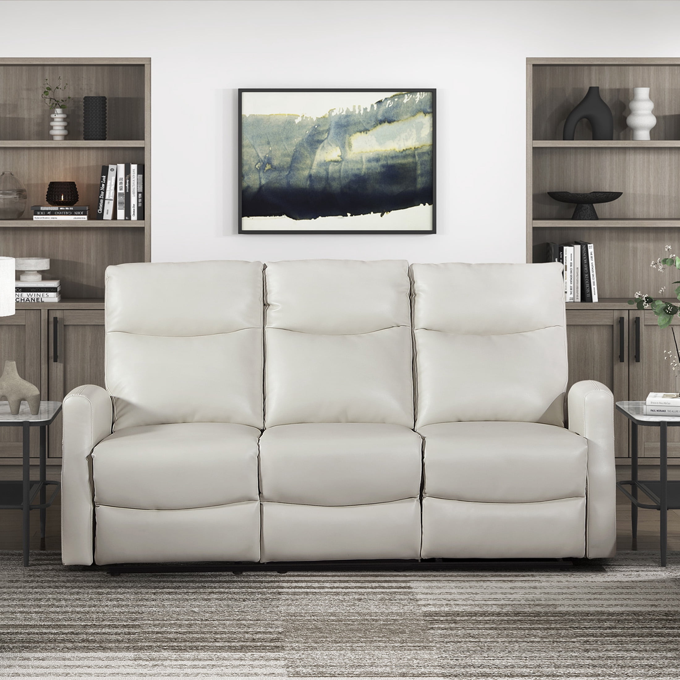 OakvillePark Novelle Faux Leather Manual Double Reclining Sofa with ...