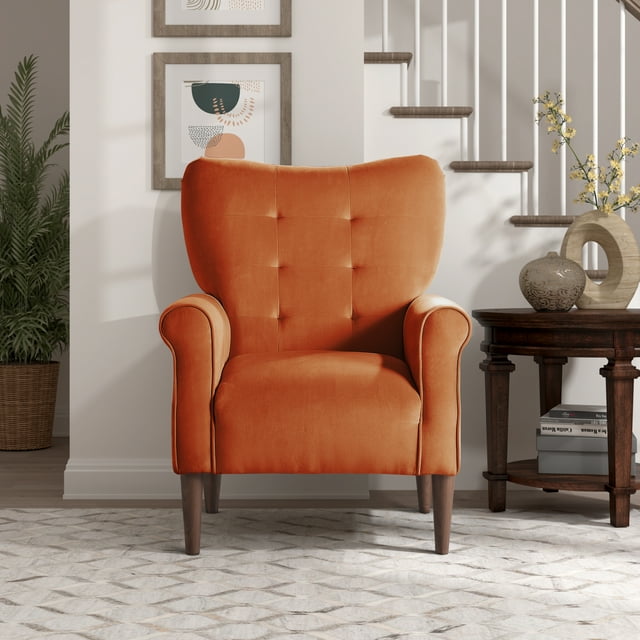 OakvillePark Primrose Wingback Chair, Orange - Walmart.com