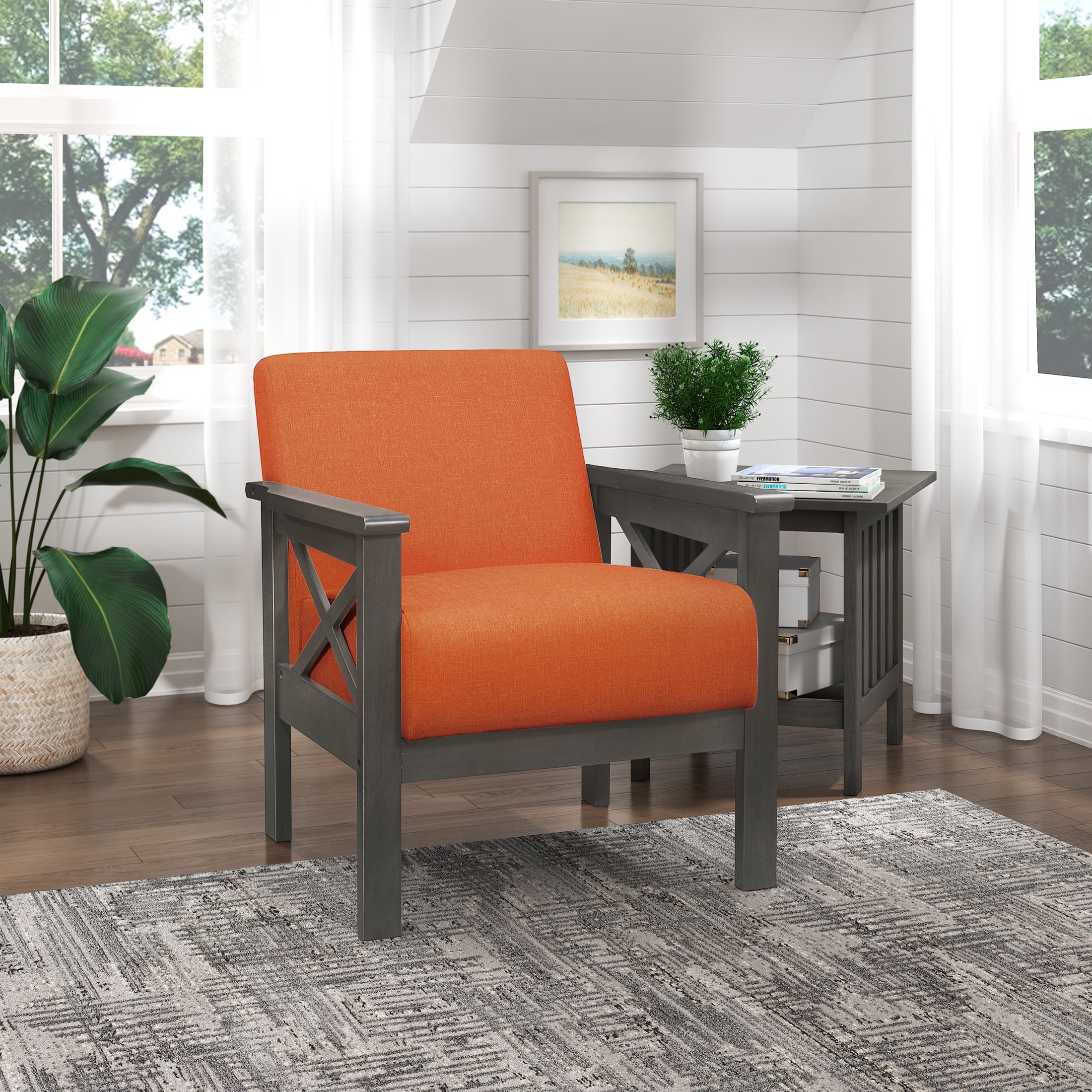 OakvillePark Rasar Fabric Upholstered Accent Chair, Orange - Walmart.com