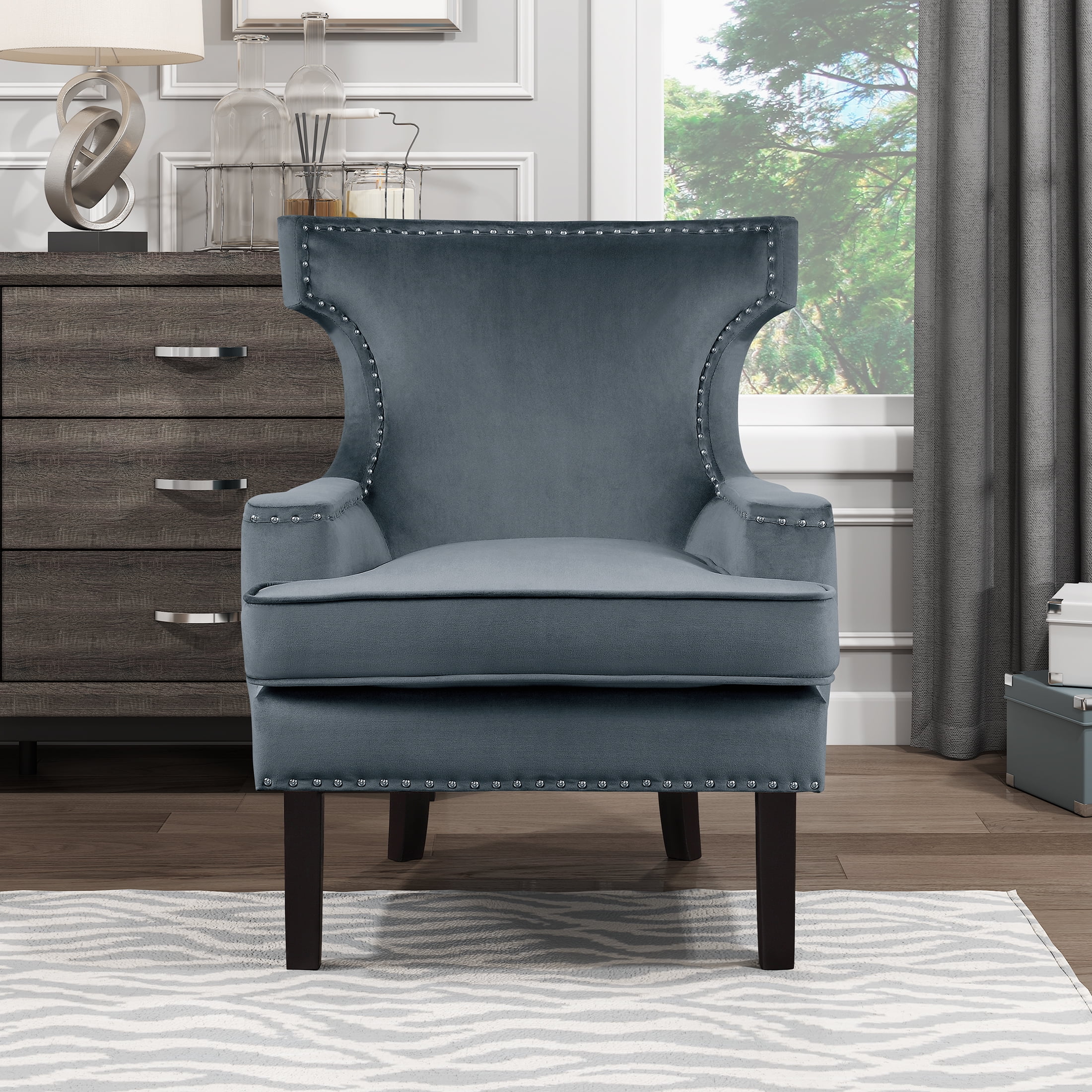 OakvillePark Sigfridson Wingback Chair, Gray - Walmart.com