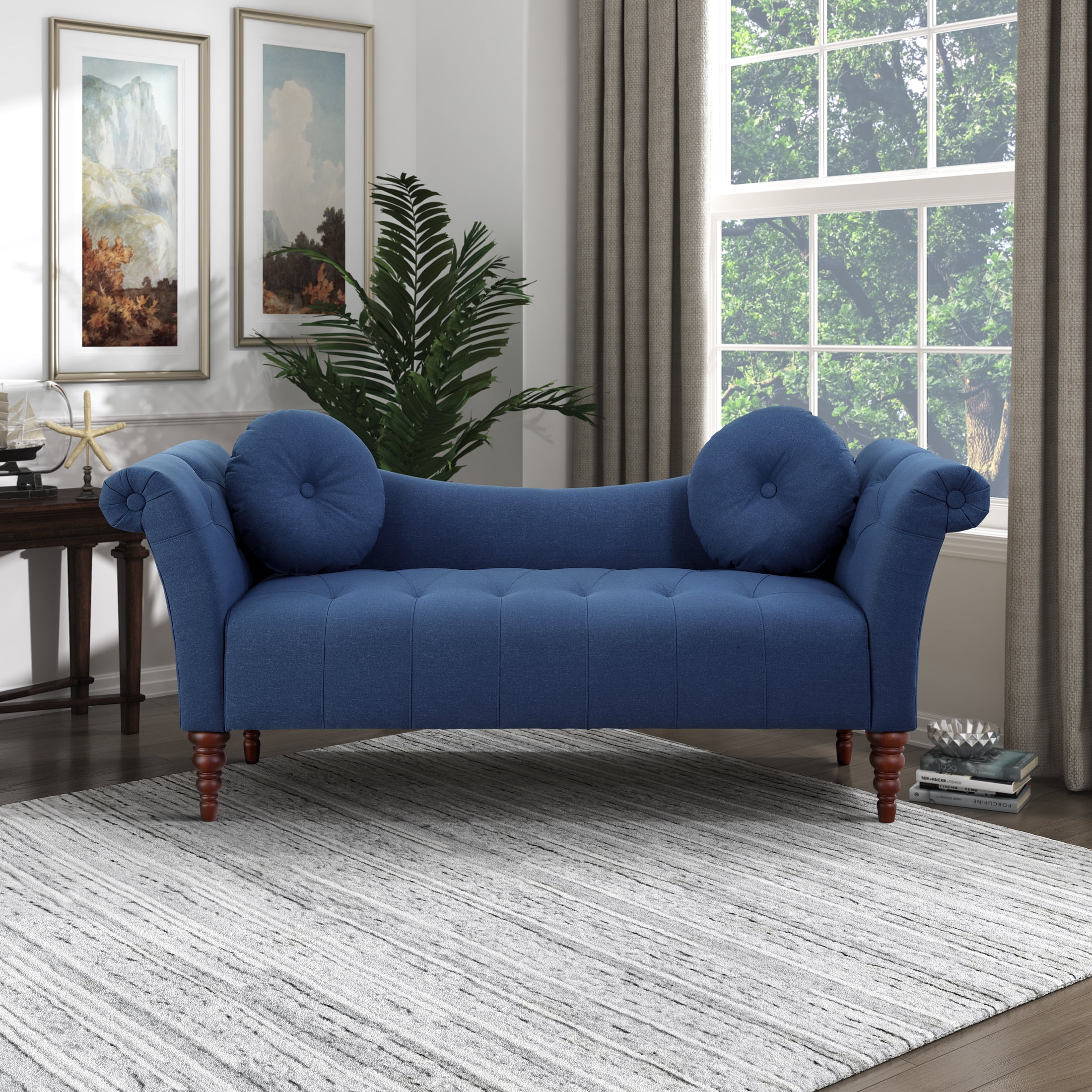 Oakvillepark Wildwood Fabric Upholstered Settee Sofa Blue Size One Size