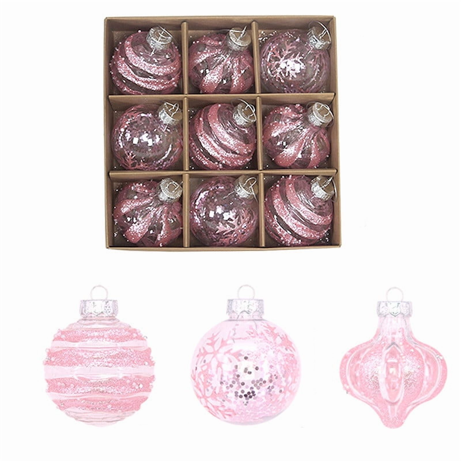 Oalirro 9-Pack 3in Glitter Christmas Ball Ornaments, Transparent ...