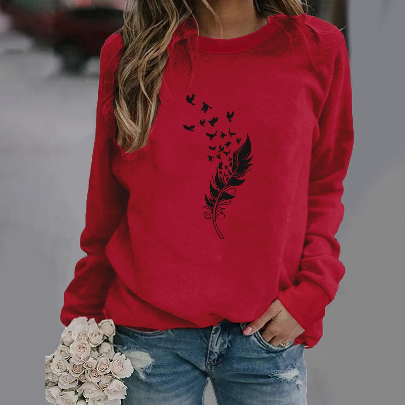 Oalirro Athletic Tops for Women Winter Womens Casual Long Sleeve Tops ...