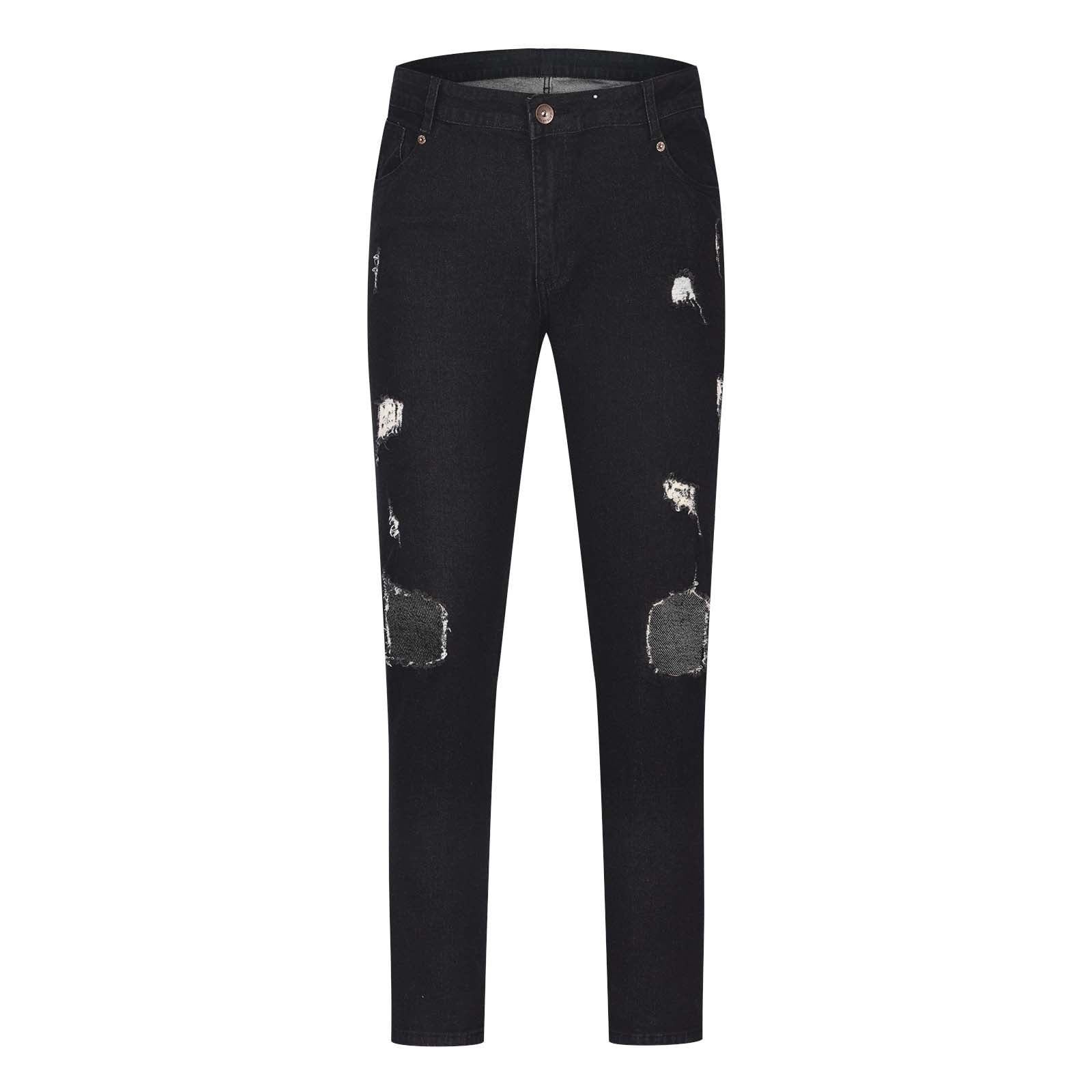 Oalirro Black Work Pants Mens Jeans Ripped Trousers - Walmart.com