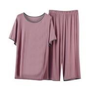 Nituyy 2Pcs Women Satin Silk Sleepwear Lace V Neck Pyjamas Set ...