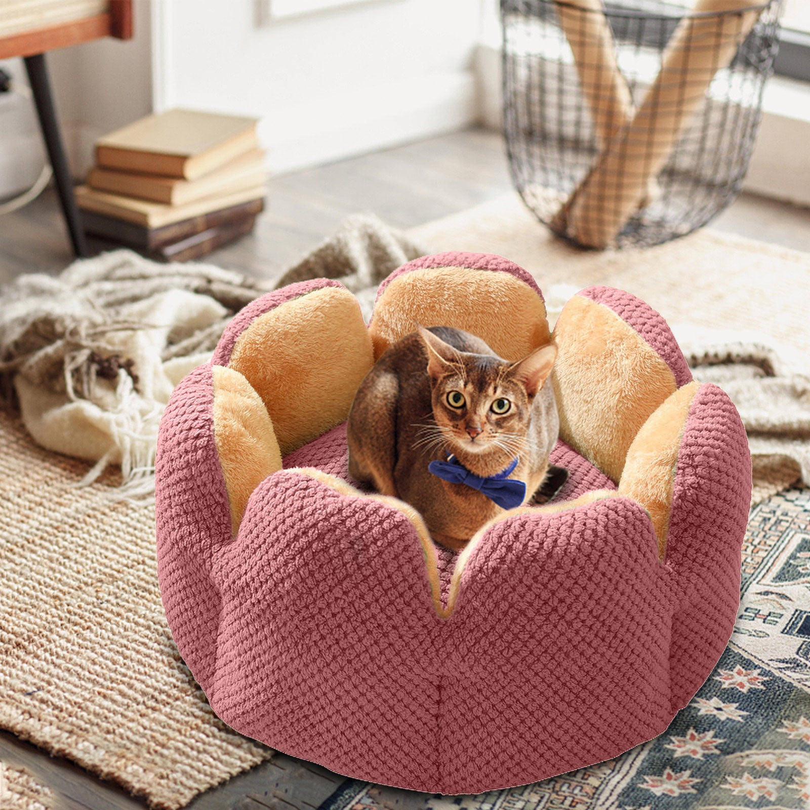 Oalirro Cat Bed for Small Dogs Washable - Cat Bed for Indoor Cats, Round Super Soft Plush ...