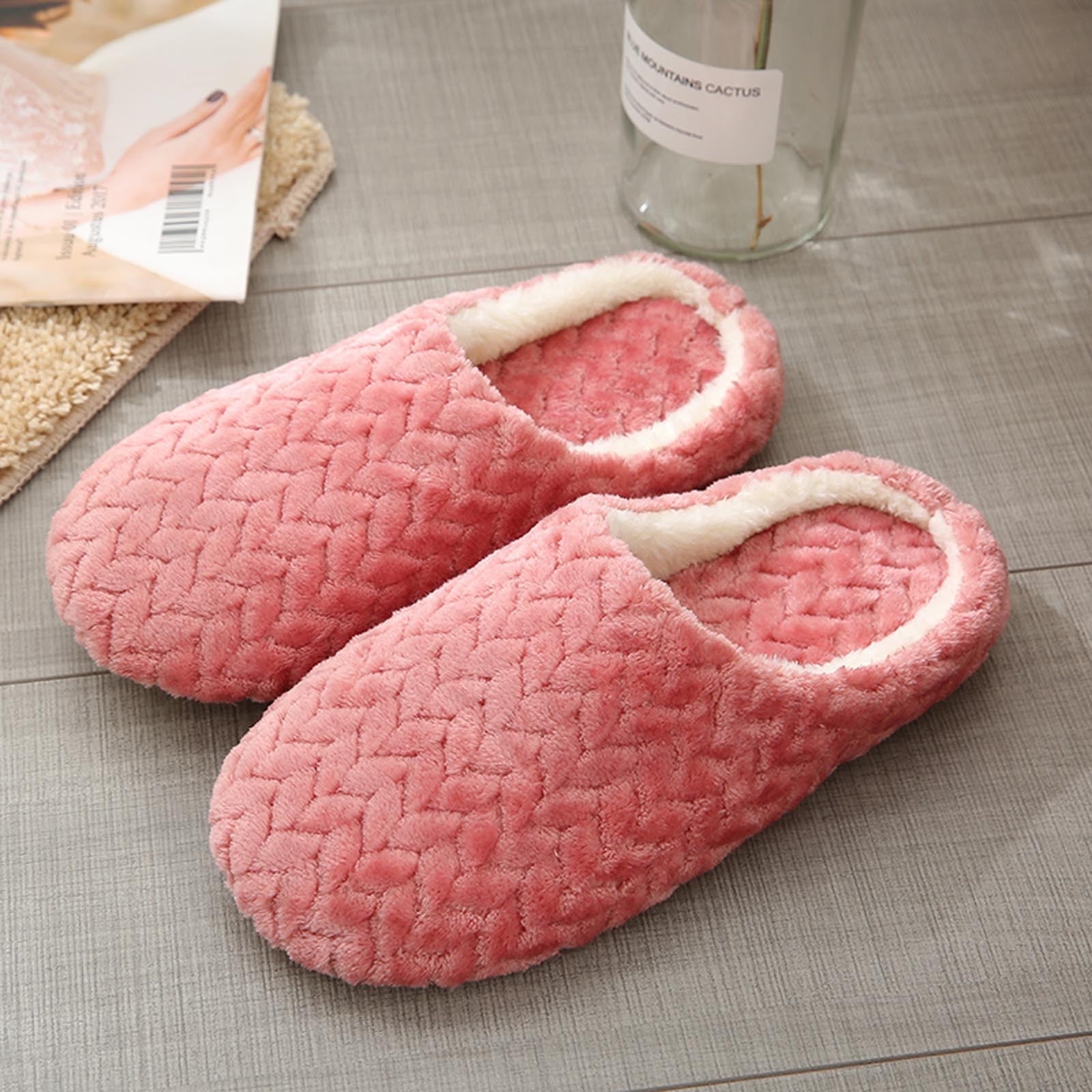Oalirro Warm Knit House Slippers for Women Comfy Fleece Lined Winter ...