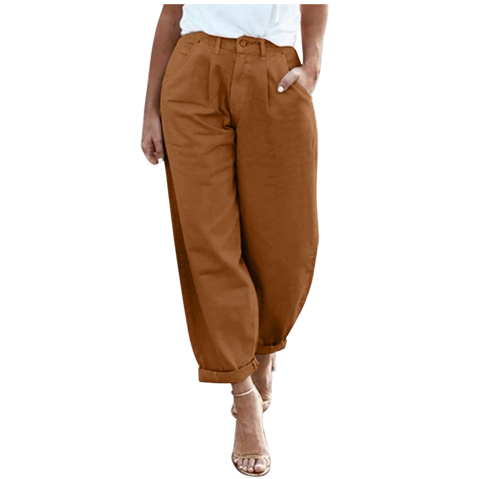 Nnhblu Drawstring Wide Leg Trousers Women Cropped Pants Straight Leg ...