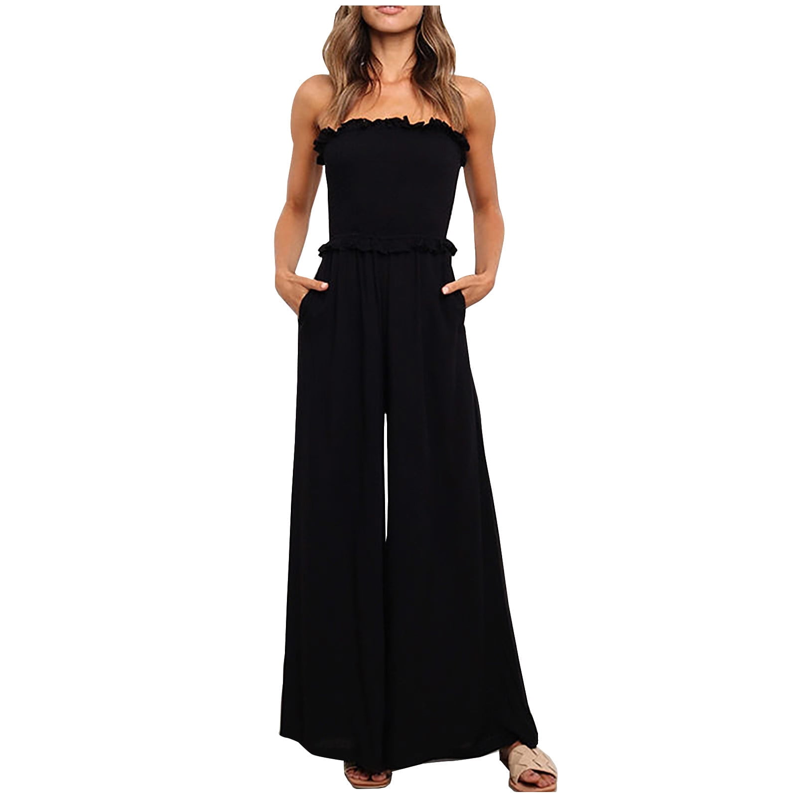 Nnhblu Dressy Jumpsuits for Women Wedding Guest High Waisted Strapless ...
