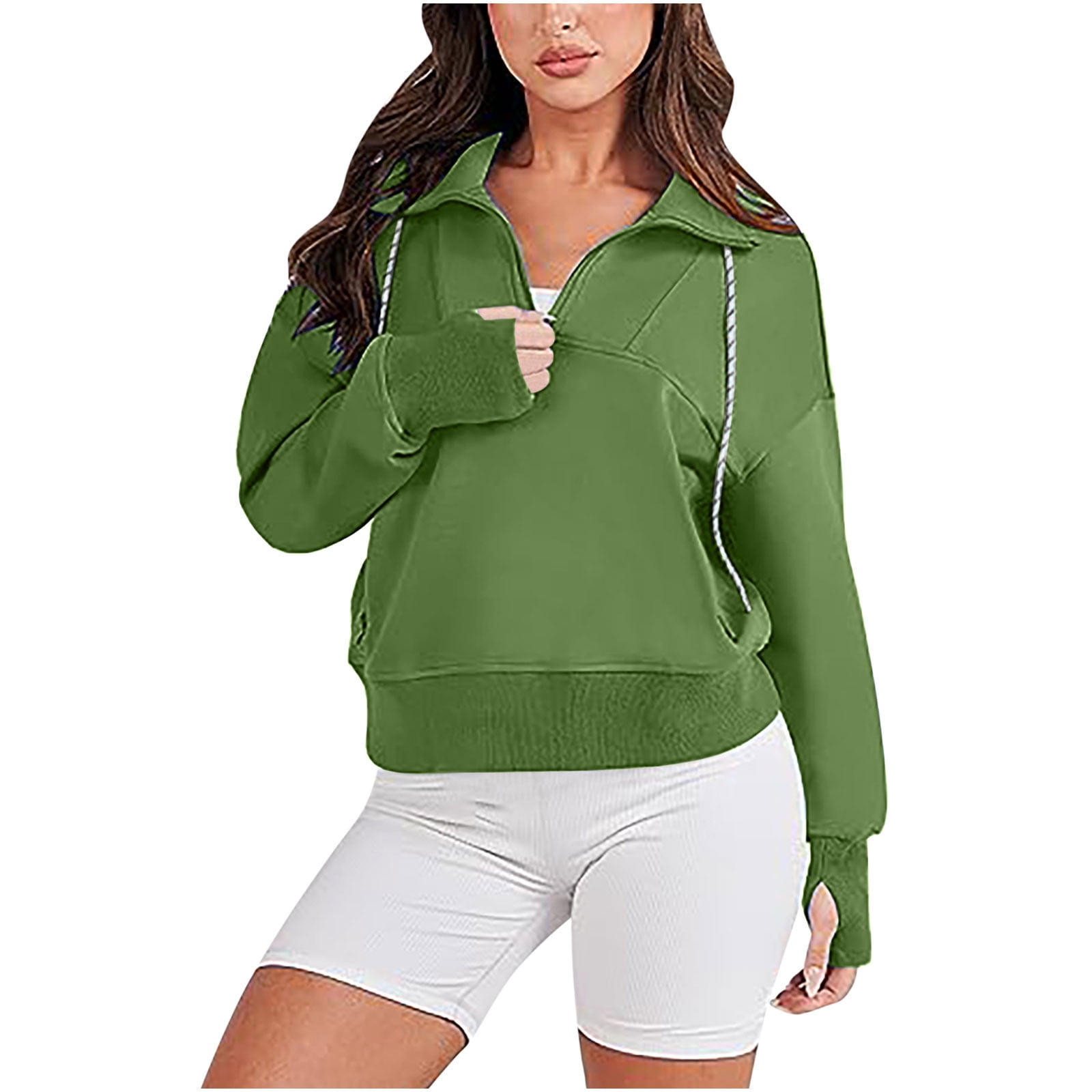 Oalirro Fashion Womens Long Sleeve Tops Womens Hoodies Zip Up Long