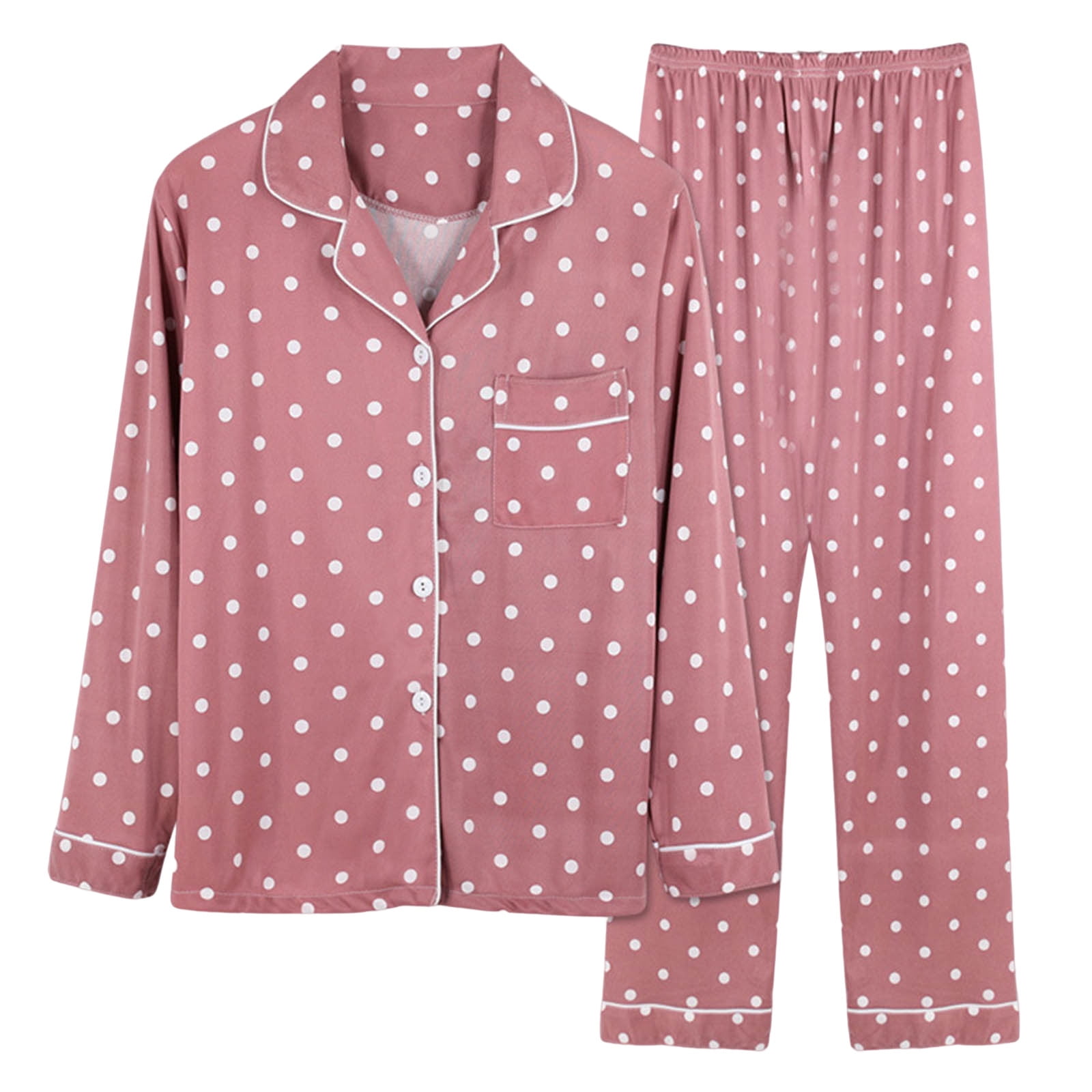 Oalirro Ladies Pajamas Sets Casual Long Sleeve Top with Long Pants ...