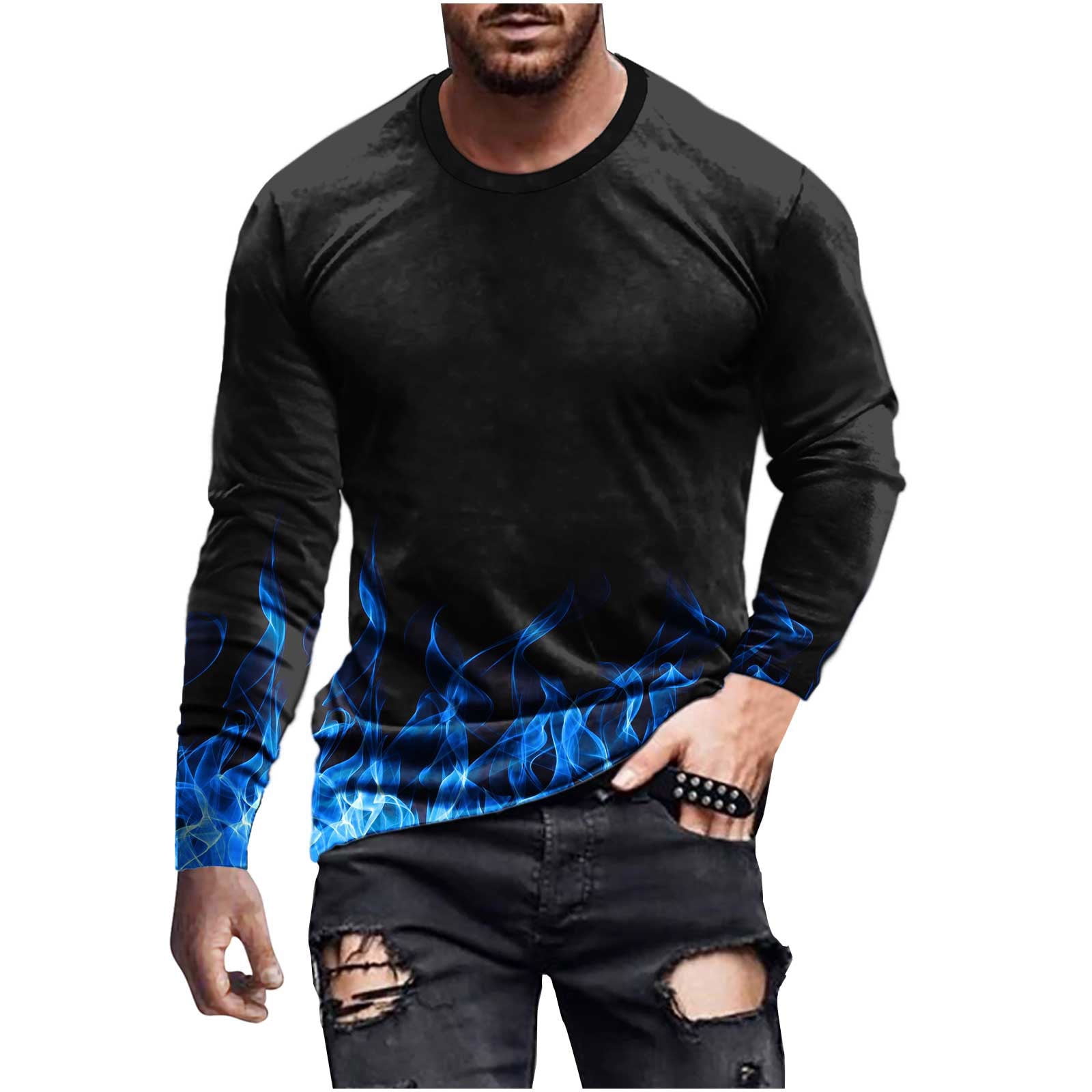 Oalirro Long Sleeve Tee Shirts for Men Deals Clearance Men Gradient ...