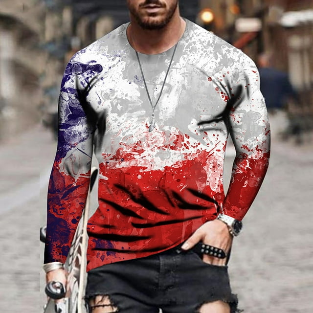 Oalirro Long Sleeve Tee Shirts for Men Deals Clearance Men's Loose ...