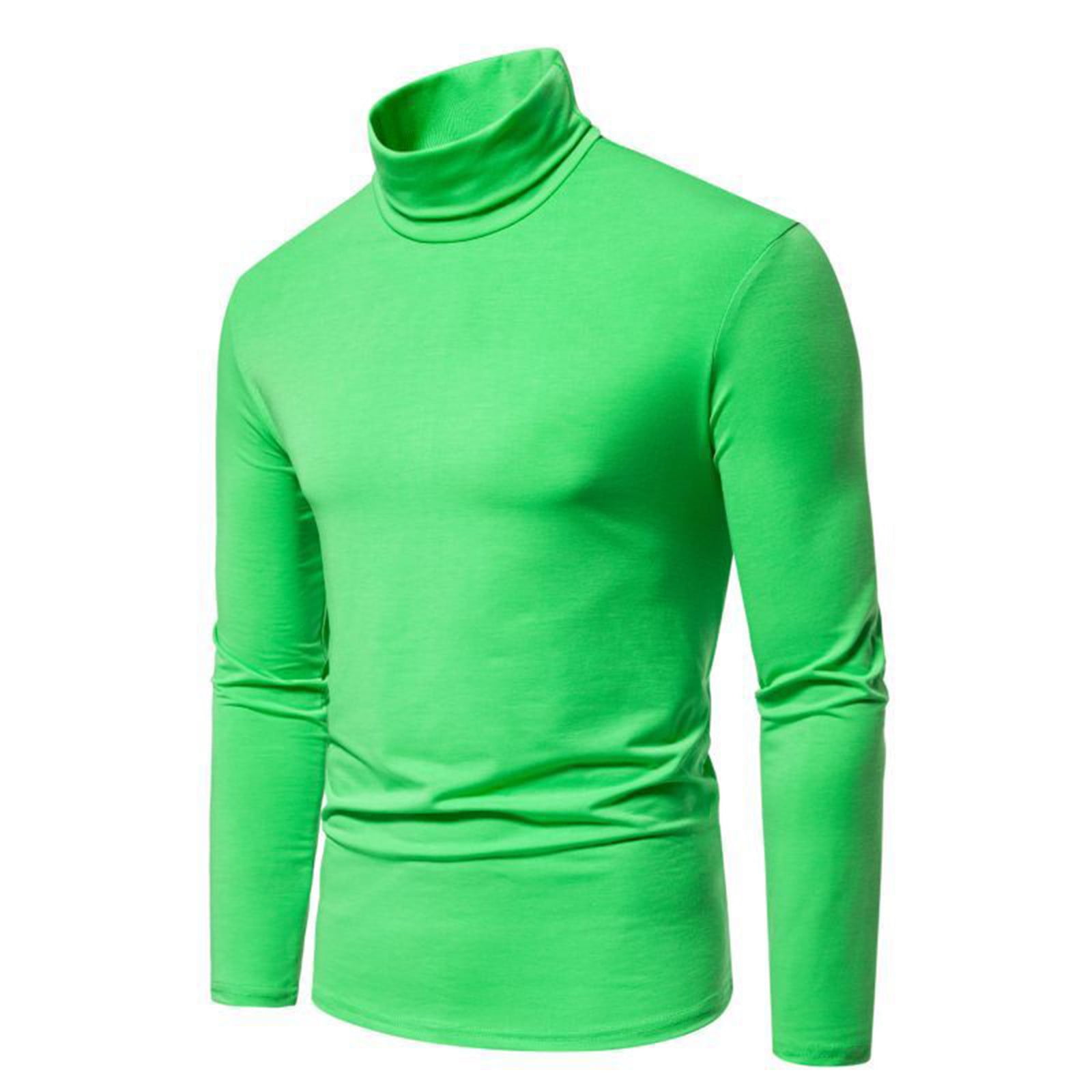 Oalirro Mens Casual Long Sleeve High Elasticity Mock Turtleneck Bottoms ...